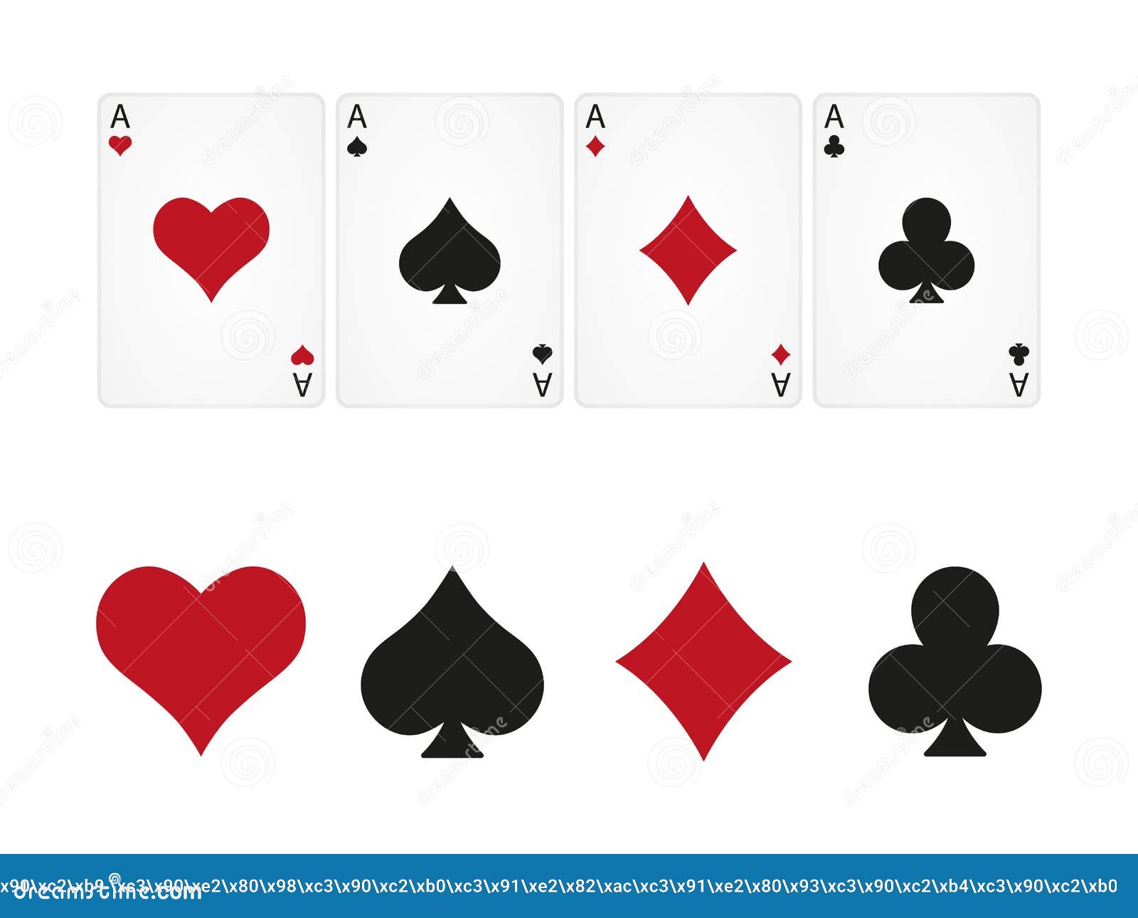 Four Playing Cards. Playing Card Suits Icon Set Stock Illustration ...