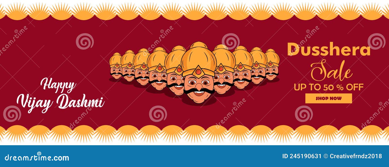 Happy Vijay Dashmi Background With The Face Of Ravan Stock Illustration ...