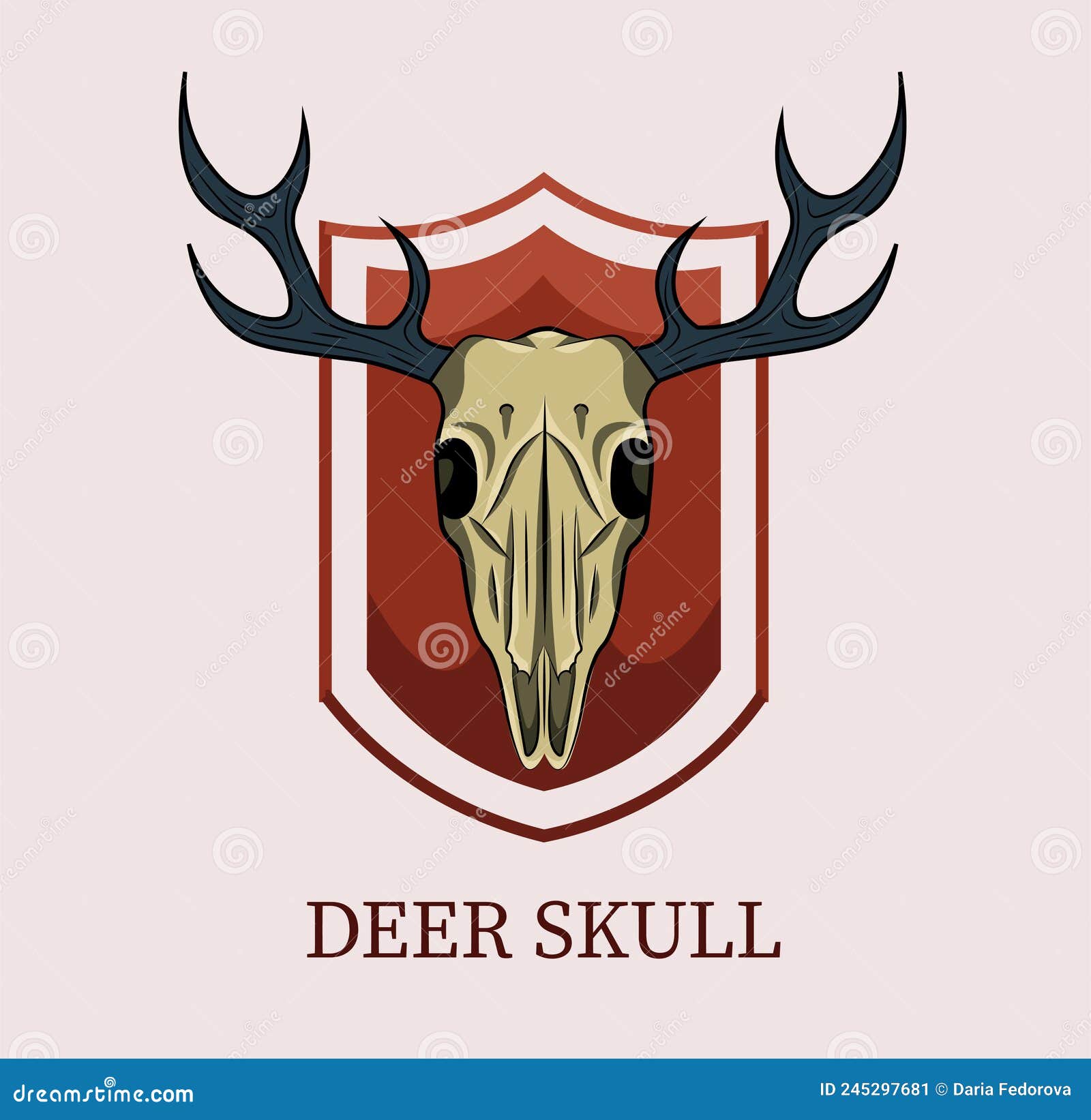 Deer Skull Logo on a Shield Stock Vector - Illustration of mascot ...