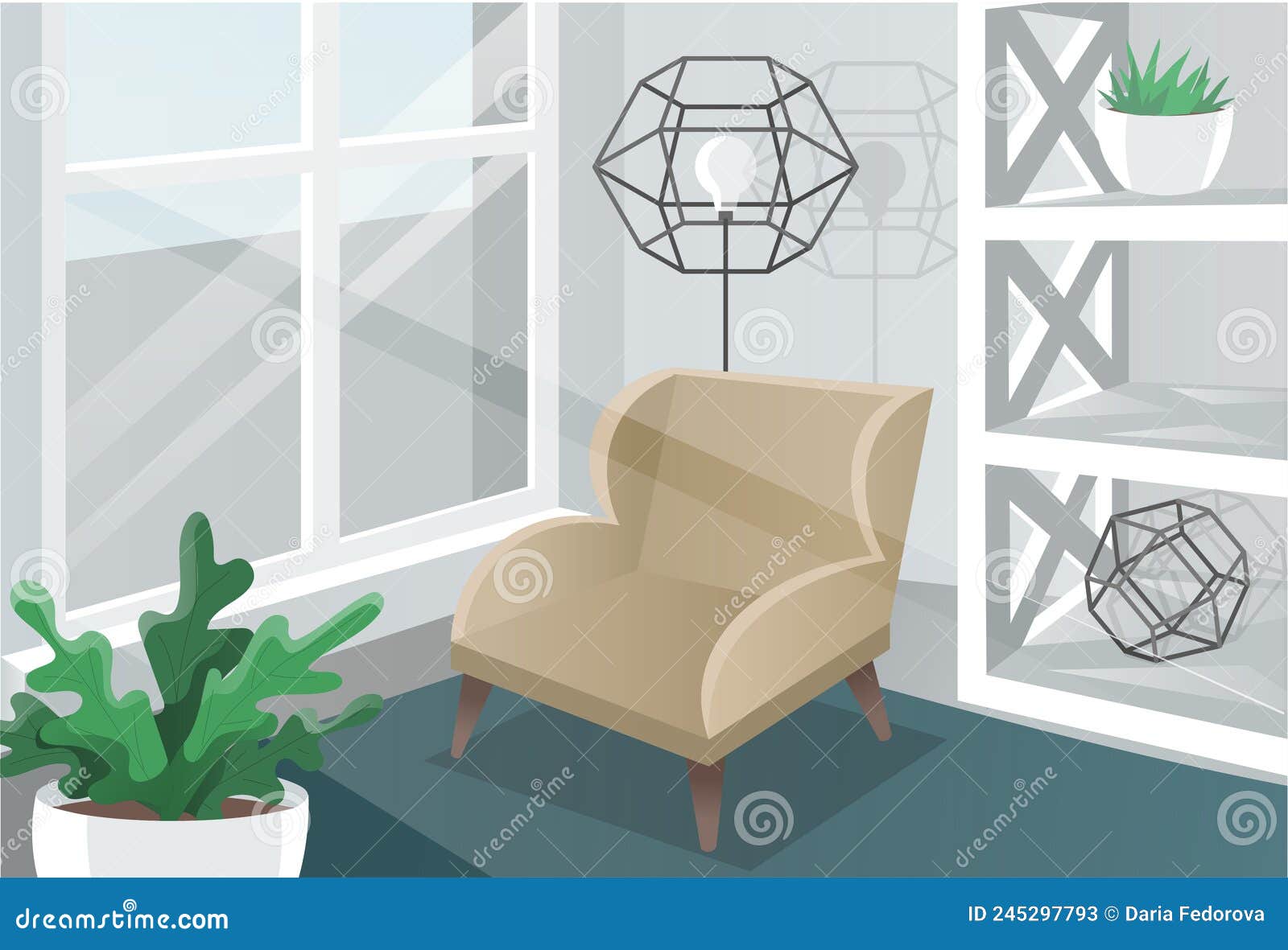 Light Room with Sun Beams. Modern Interior. Stock Vector - Illustration ...