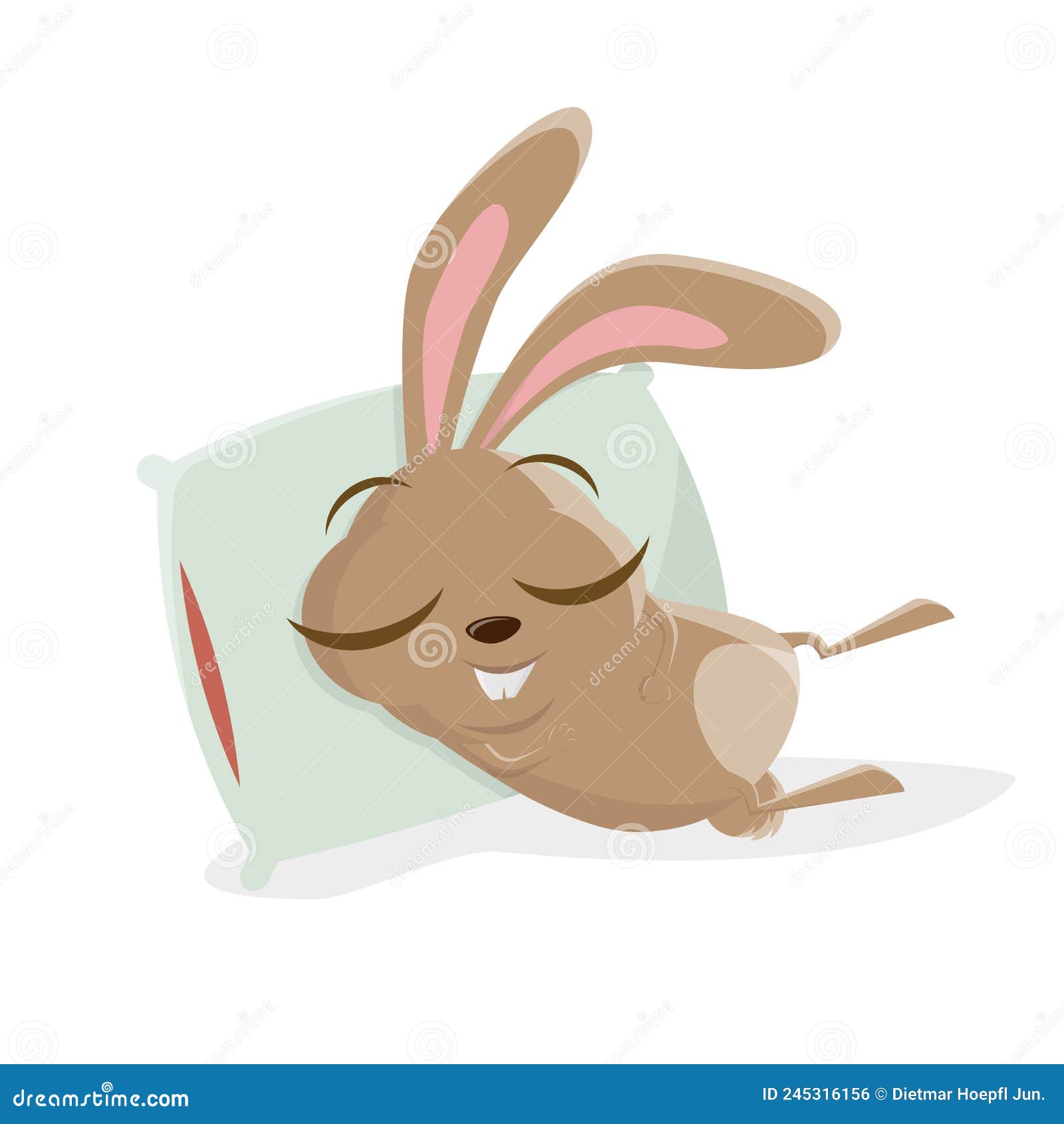 Funny Illustration of a Sleeping Cartoon Rabbit with Pillow Stock ...