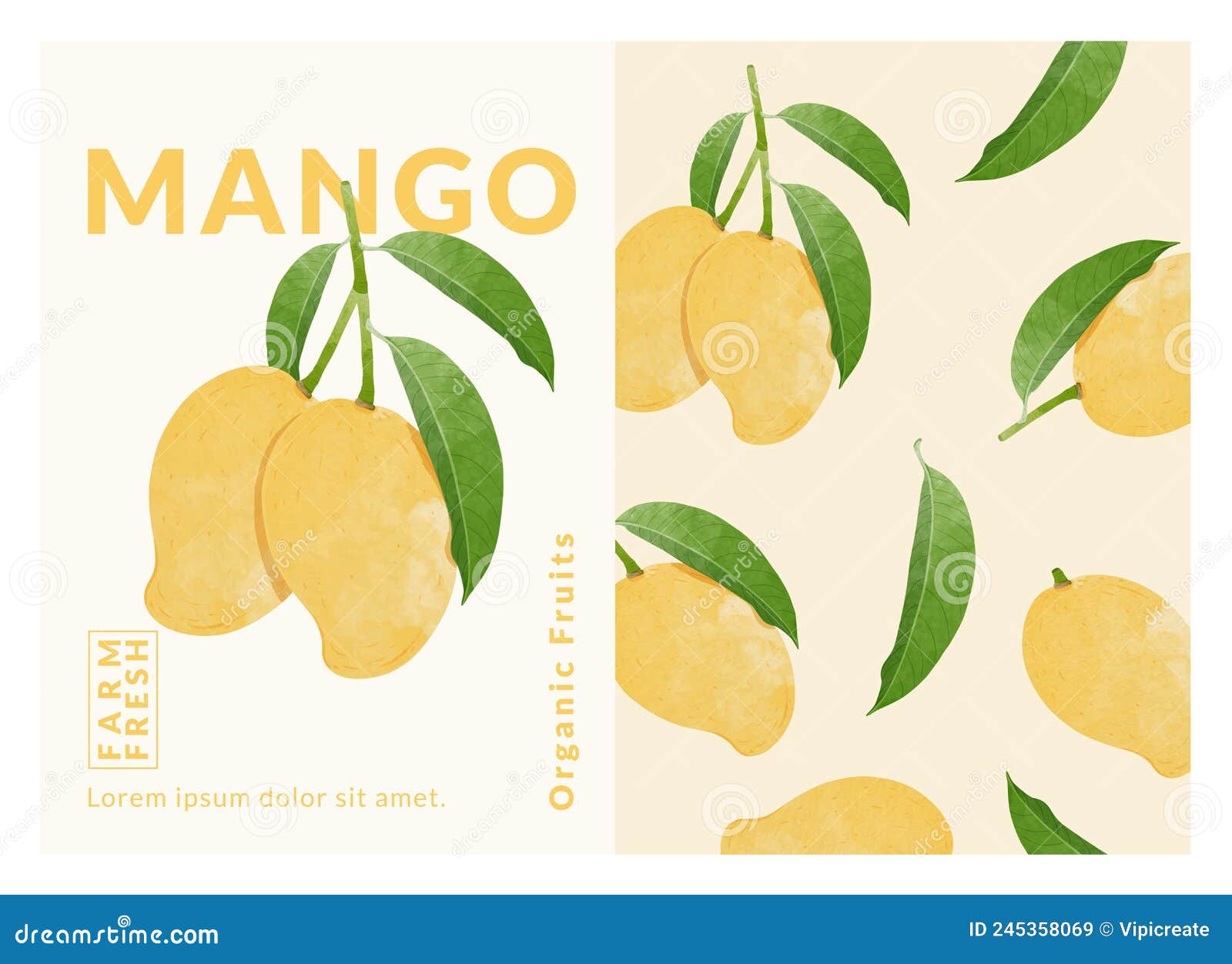 Mango Packaging Design Templates, Watercolour Style Vector Illustration ...