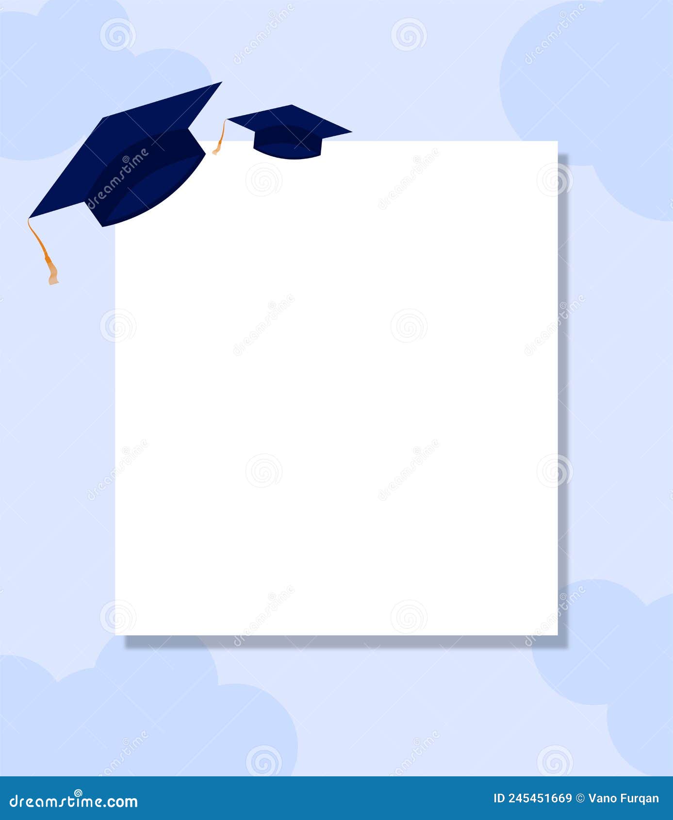 Graduation Greeting Card Isolated on Blue Cloud Background Design Stock ...