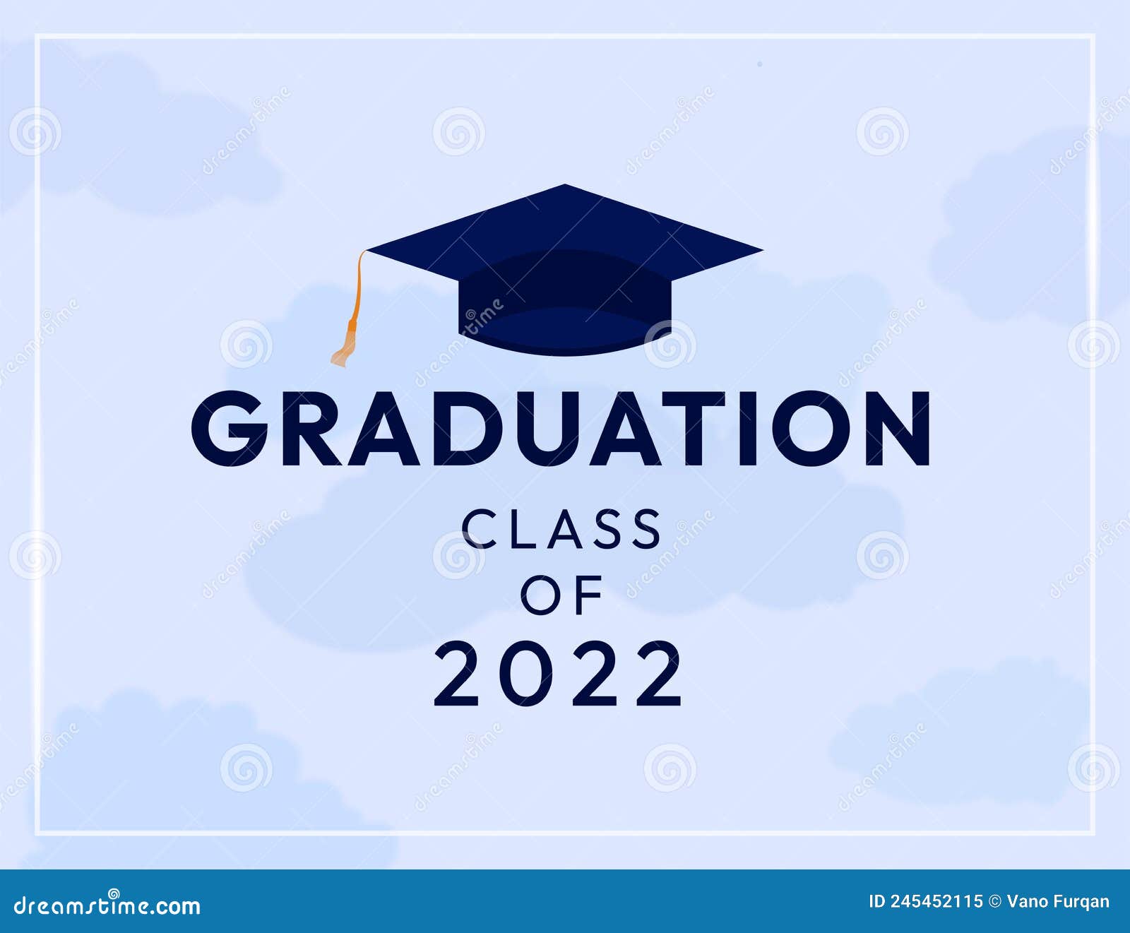 Graduation Background Class of 2022 with Clouds and Confetti Vector ...