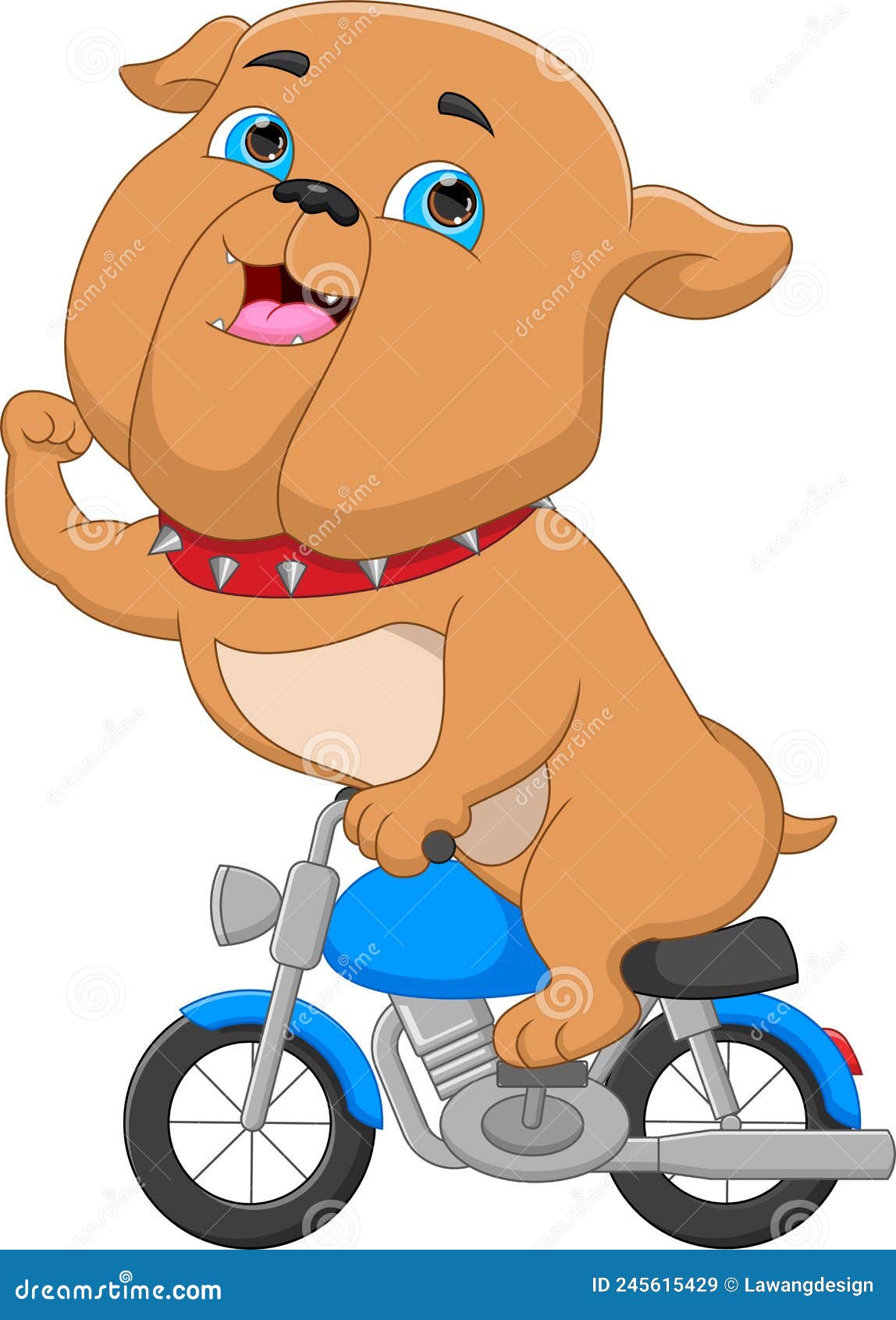 Cartoon Bulldog Riding a Motorcycle Stock Vector - Illustration of ...
