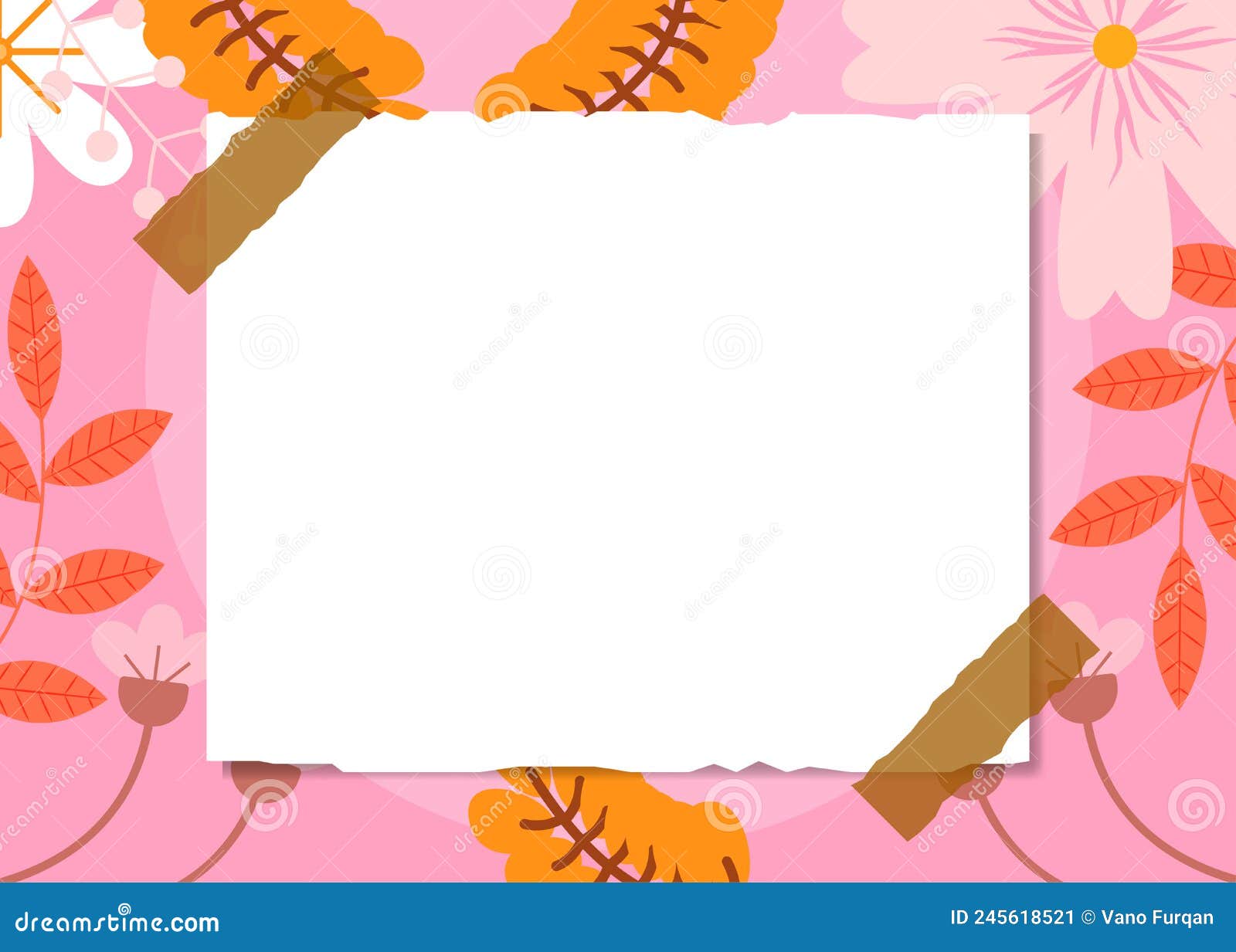 Hand Drawn Paper Note Isolated on a Pink Floral Background Vector ...