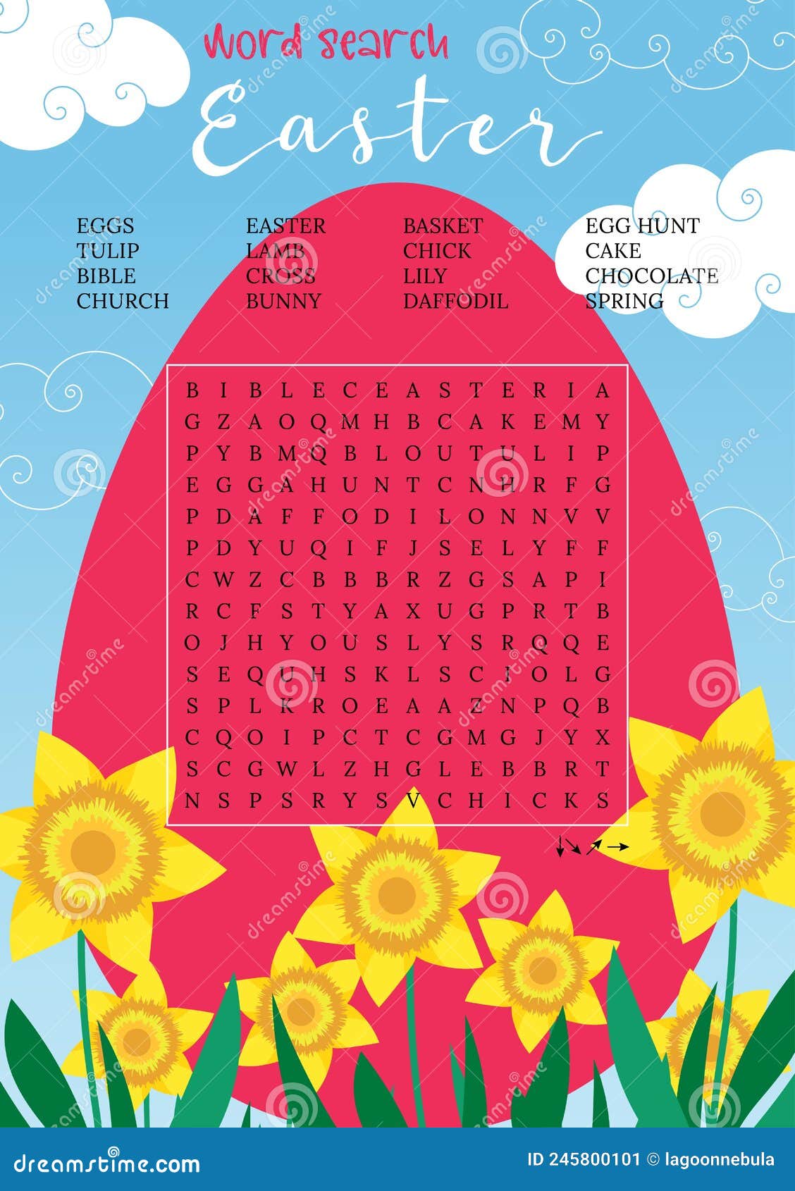 Easter Word Search Puzzle. Educational Trivia Game. Stock Vector ...