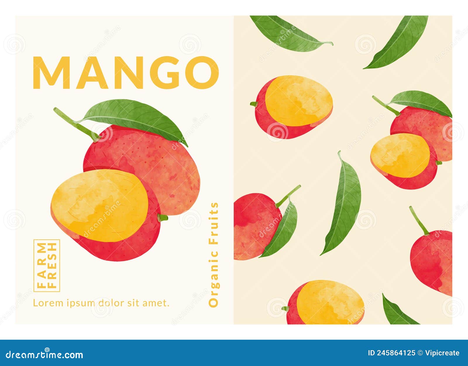 Mango Packaging Design Templates, Watercolour Style Vector Illustration ...