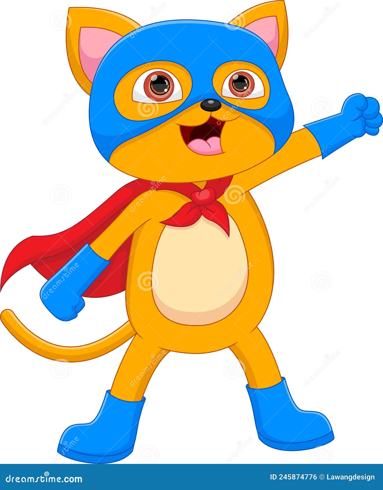 Cute Cat Wearing Superhero Costume Stock Vector - Illustration of ...