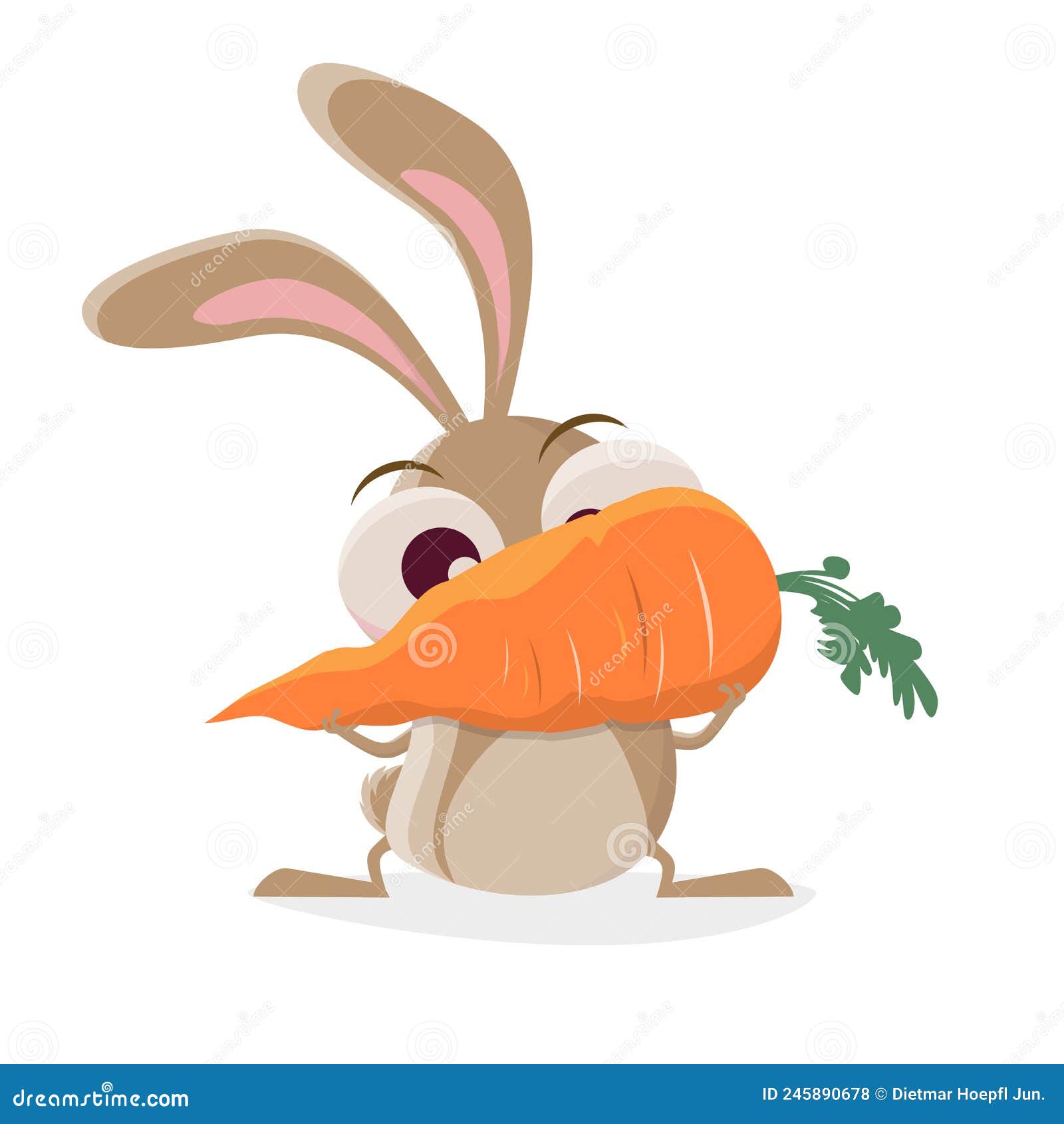 Funny Illustration of a Cartoon Rabbit Holding a Big Carrot Stock ...