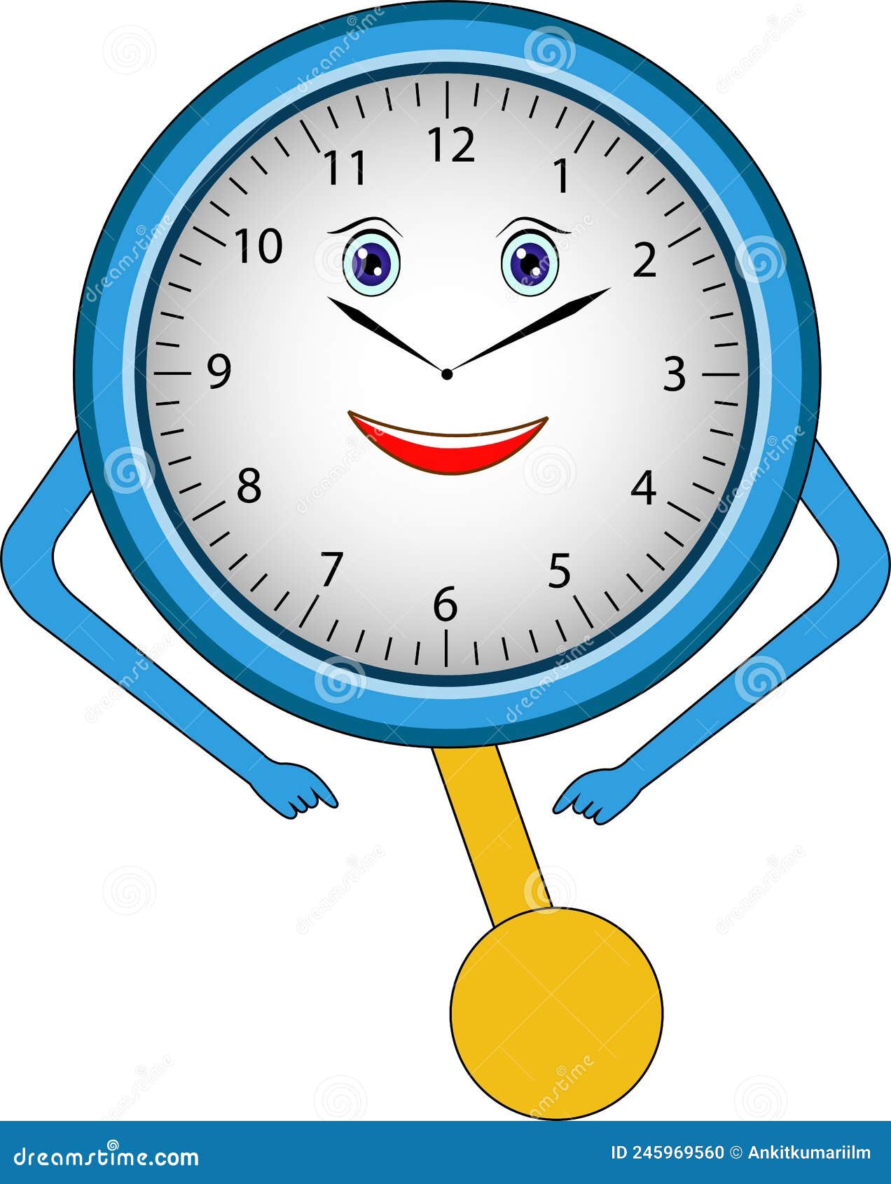 Cute Wall Clock Vector Illustration Cartoon Stock Vector - Illustration ...