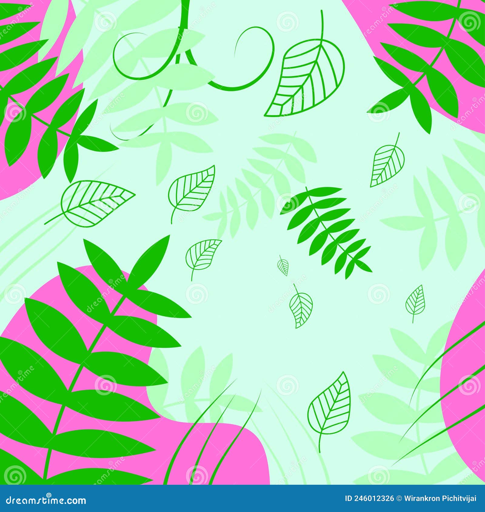 Green and Pink Leaves Abstract Pattern Stock Illustration ...