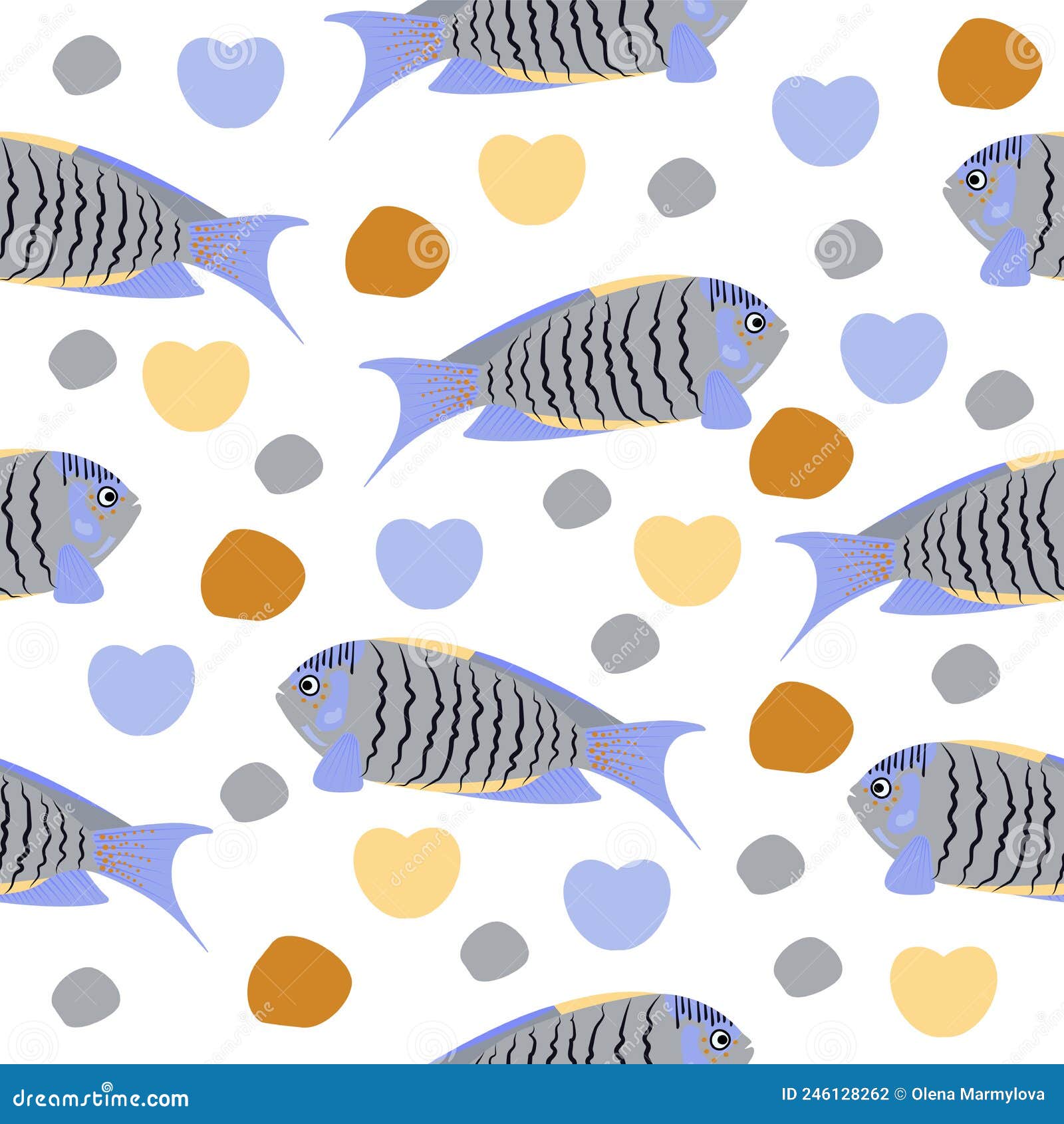 Blue-grey Angelfish, Seamless Pattern Stock Vector - Illustration of ...