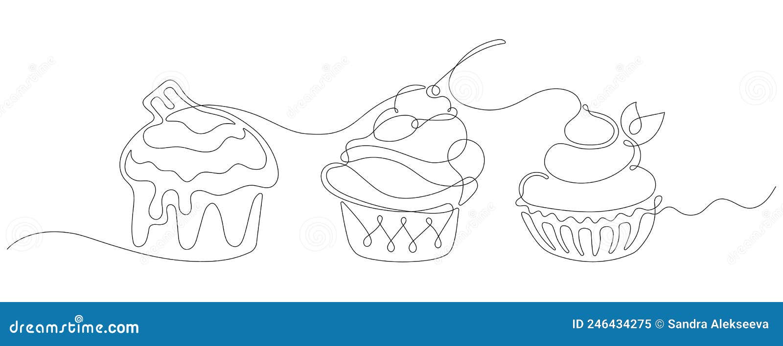 Ice Cream With A Jam Continuous Line Drawing. One Line Art Of Dairy ...