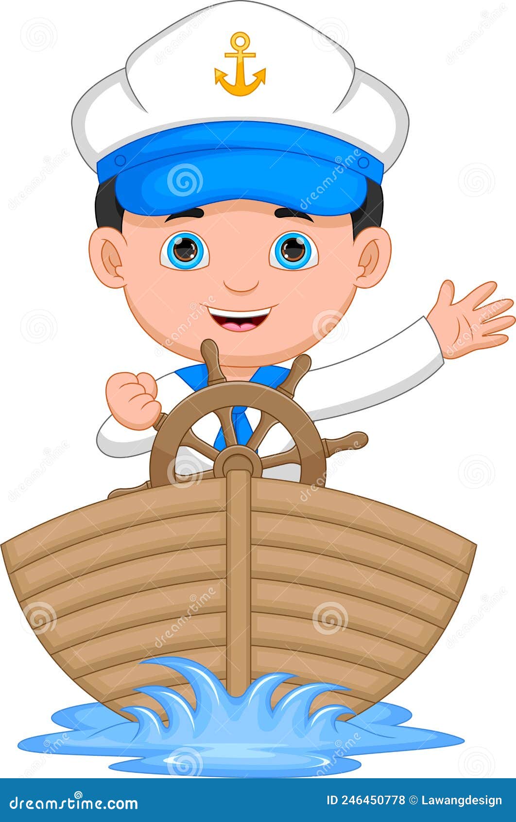 Cartoon Cute Boy Driving Boat Stock Vector - Illustration of marine ...