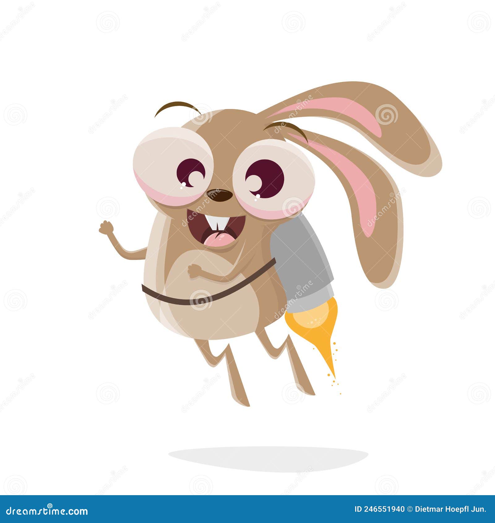 Cartoon Rabbit Flying with a Rocket Stock Vector - Illustration of ...