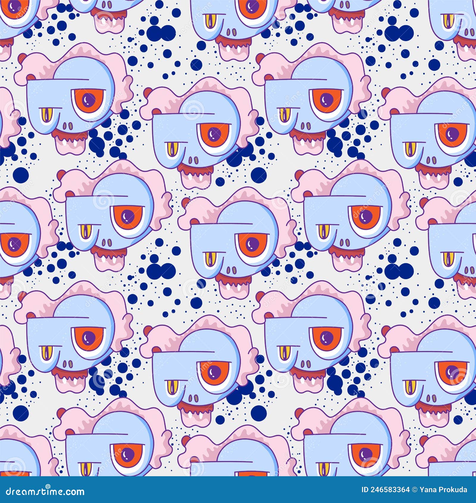 Seamless Pattern with Cute Unique Repeat Creatures Stock Vector ...