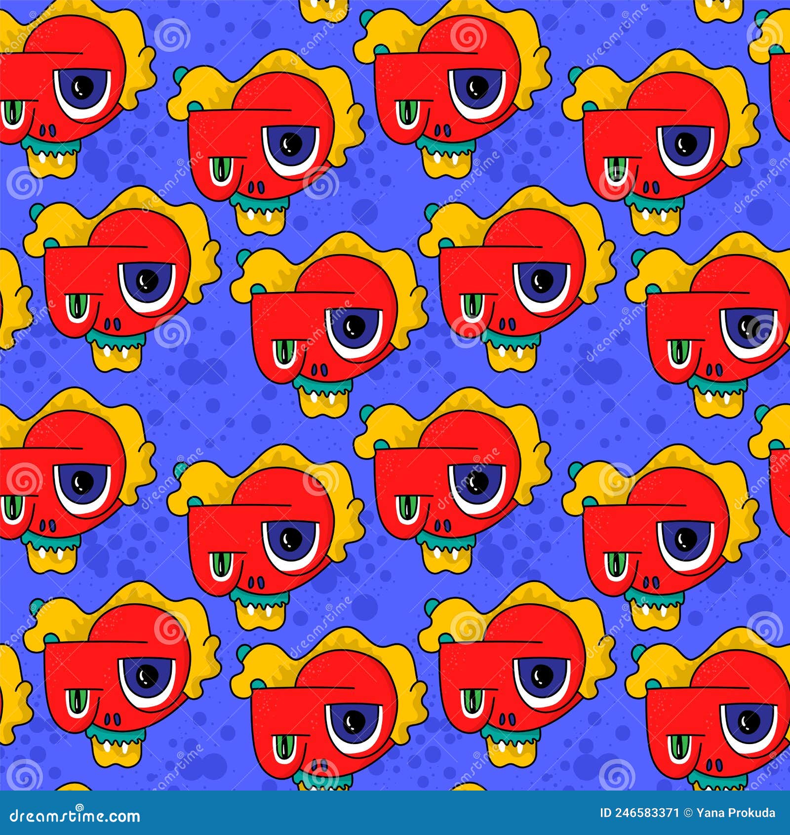 Seamless Pattern with Cute Unique Repeat Creatures Stock Vector ...