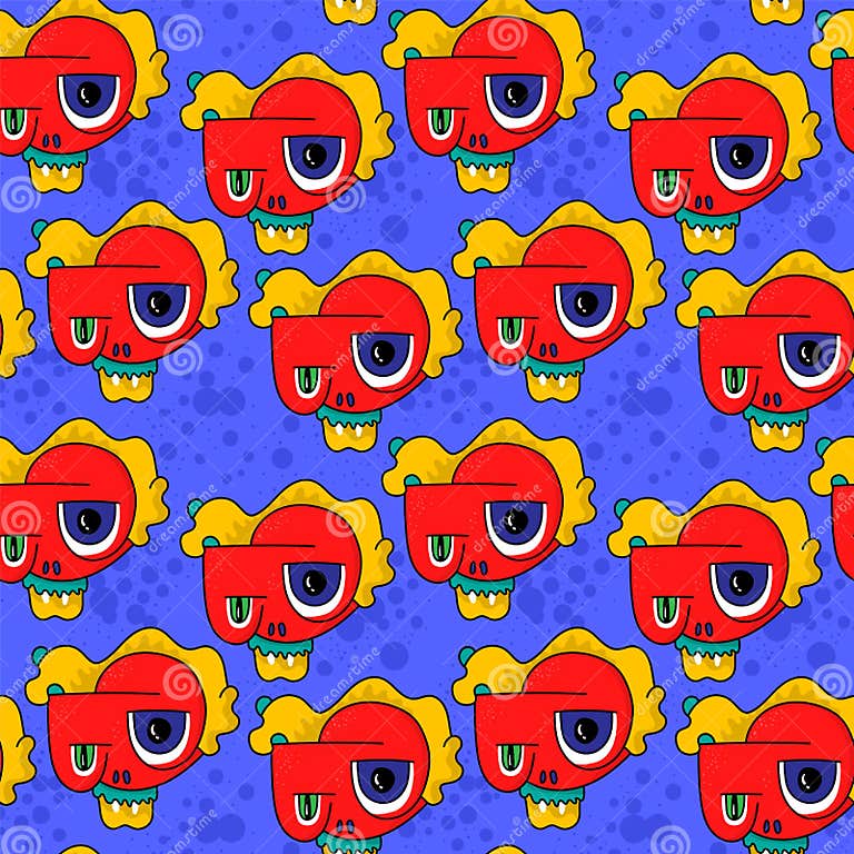 Seamless Pattern with Cute Unique Repeat Creatures Stock Vector ...