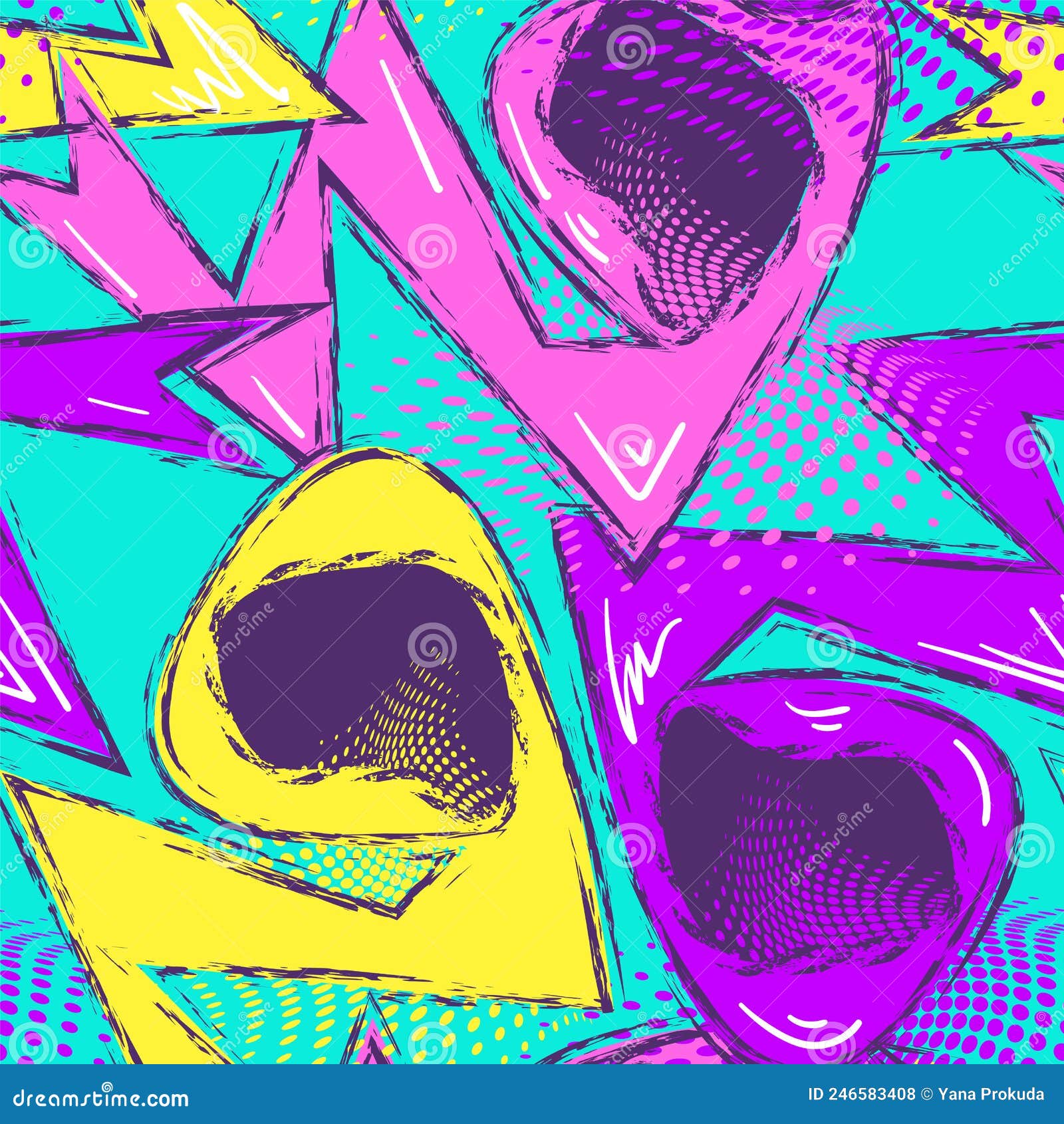 Abstract Urban Pattern with Grunge Spots, Curved Unique Shapes and Dots ...