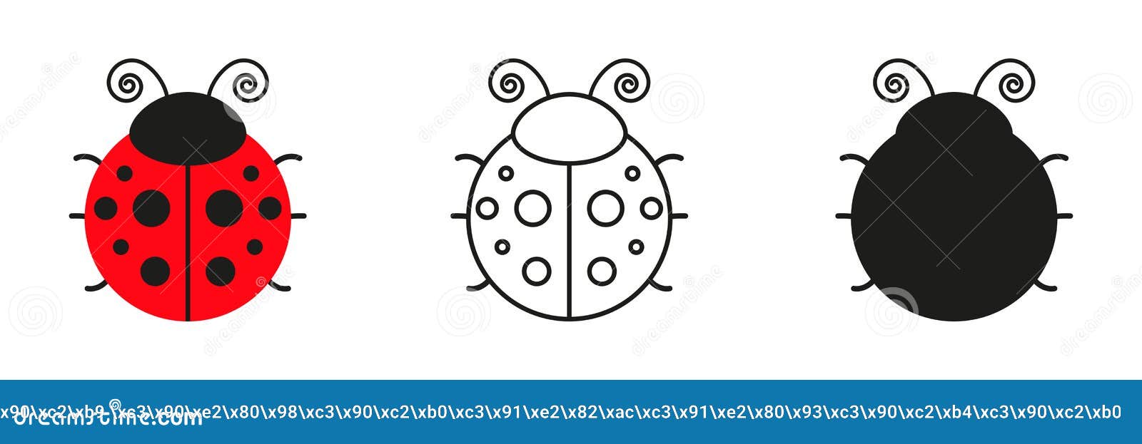 Ladybugs Cute Different Characters Set. Ladybirds In Five Style ...