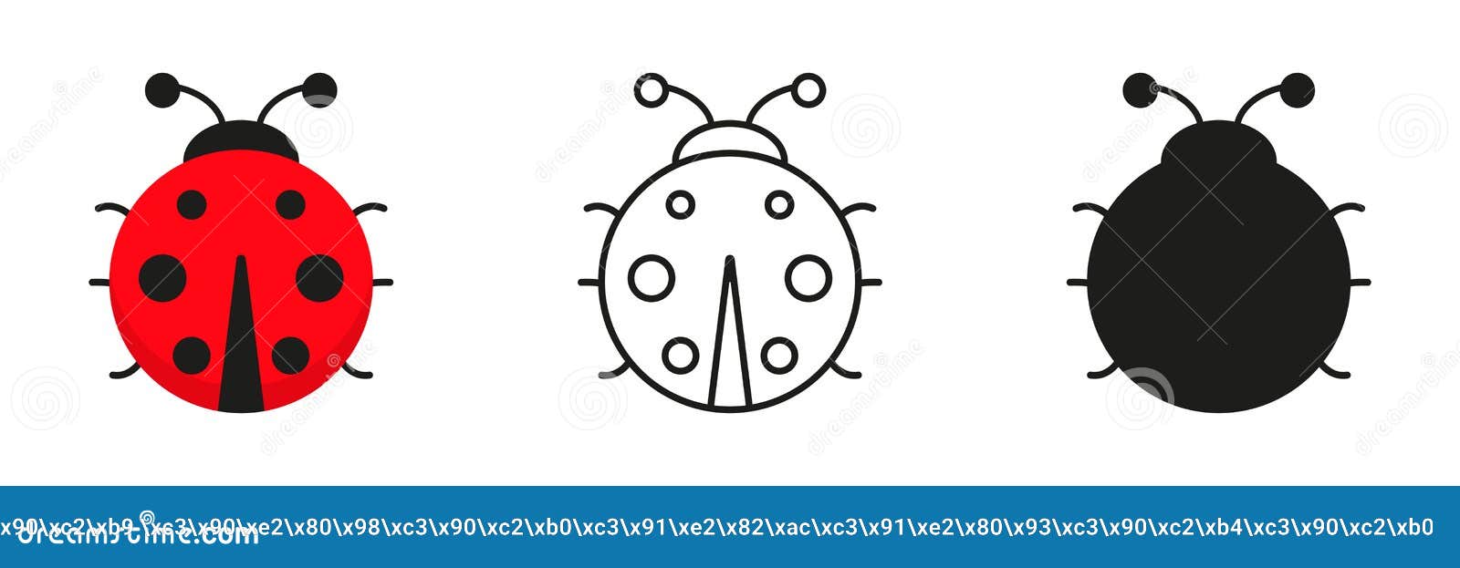 Ladybugs Cute Different Characters Set. Ladybirds In Five Style ...