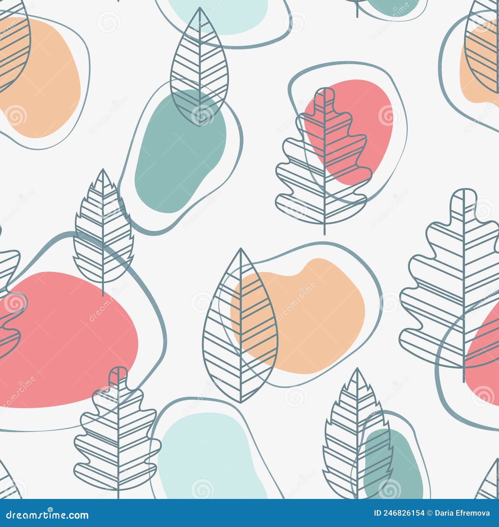 Delicate Pattern with a Gray Background Abstract Figures and Foliage ...