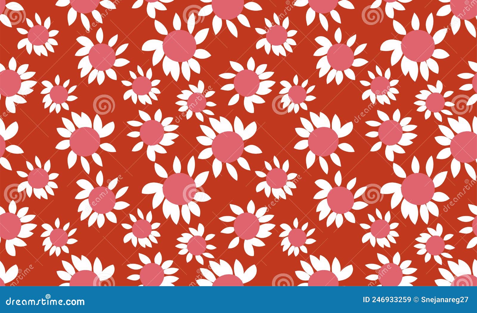Daisies on a Trendy Pastel Red Background Seamless Floral Pattern ...