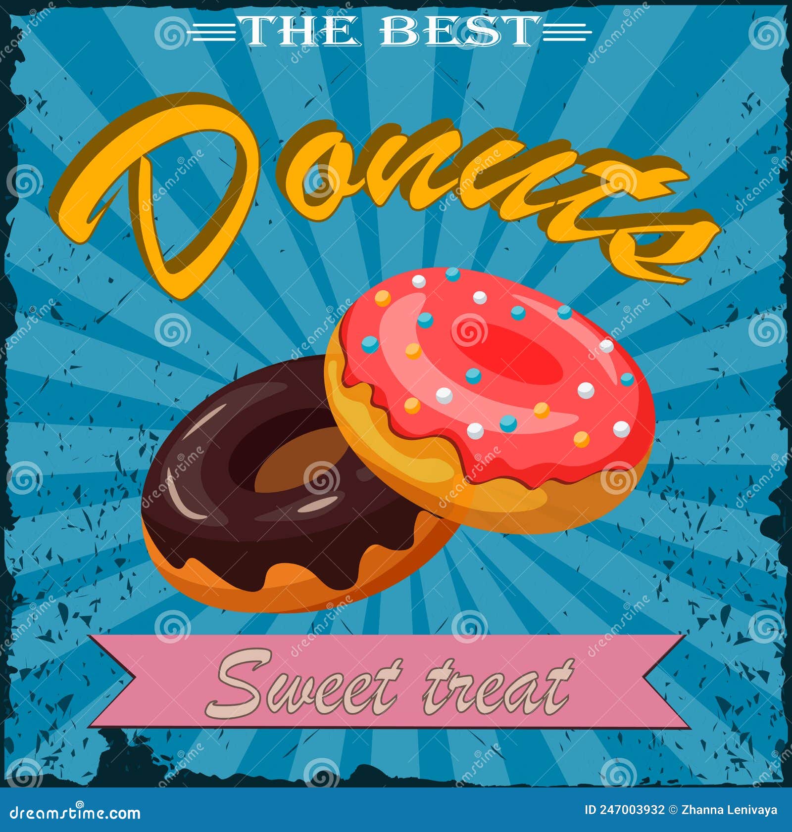 Delicious Donuts Promotion Poster Stock Vector - Illustration of happy ...