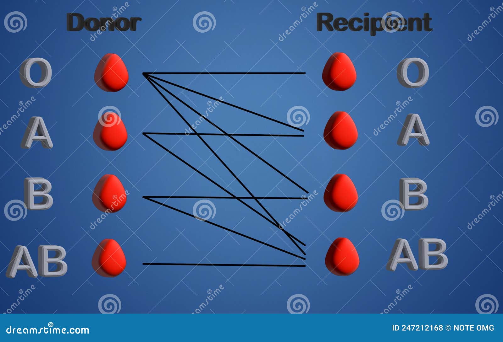 Recipient and Donor. Types of Blood a, B, AB, O Stock Illustration ...