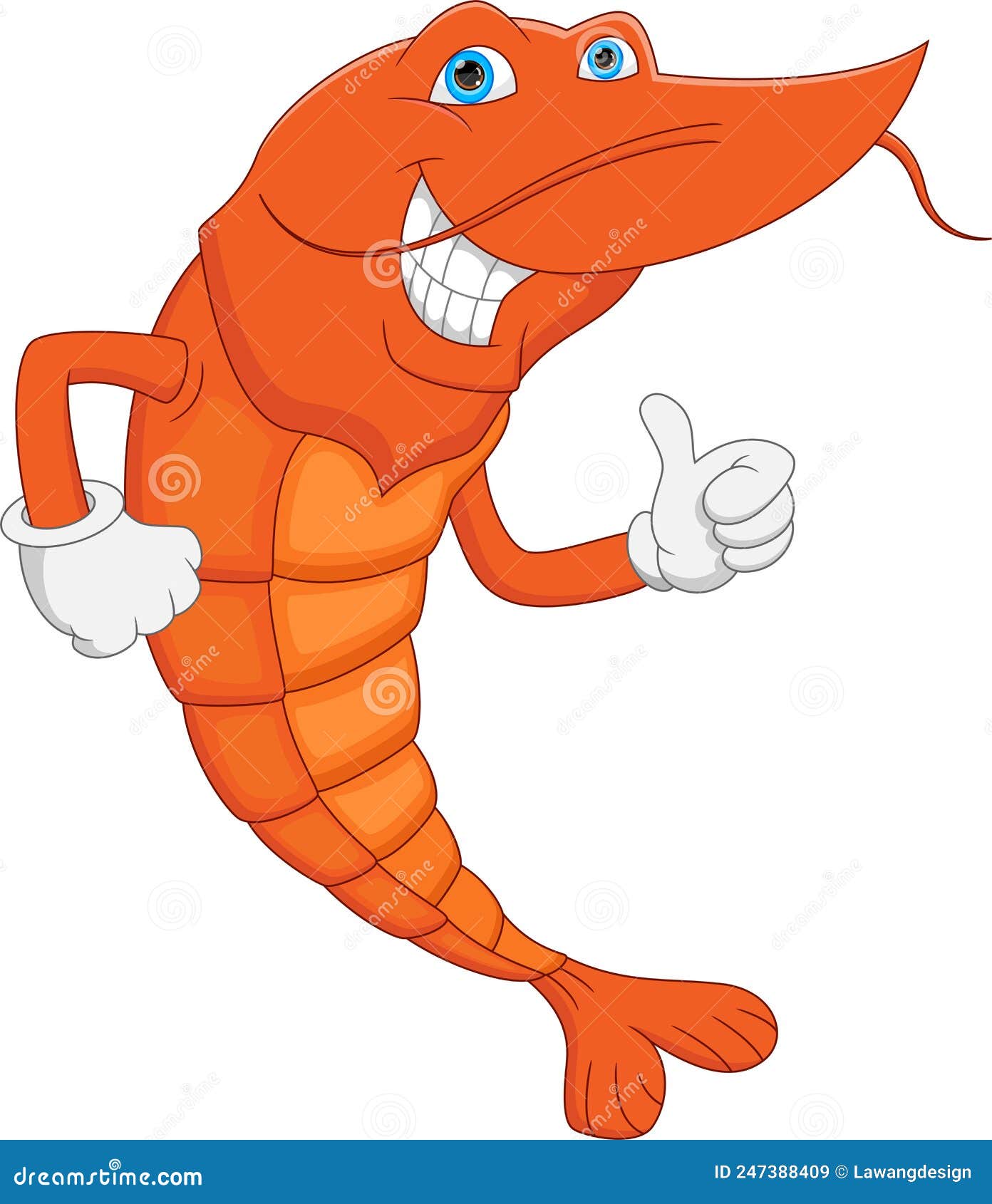 Cute Shrimp Cartoon Thumb Up Stock Vector - Illustration of happy ...