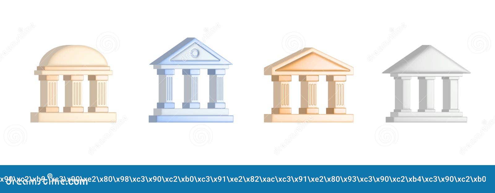 Bank 3D Building Set. Ancient Greek Architecture with Columns ...