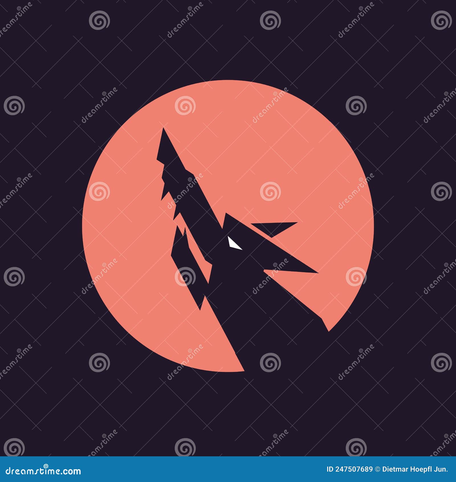 Illustration of a Dark Angry Wolf Howling at the Moon Stock ...