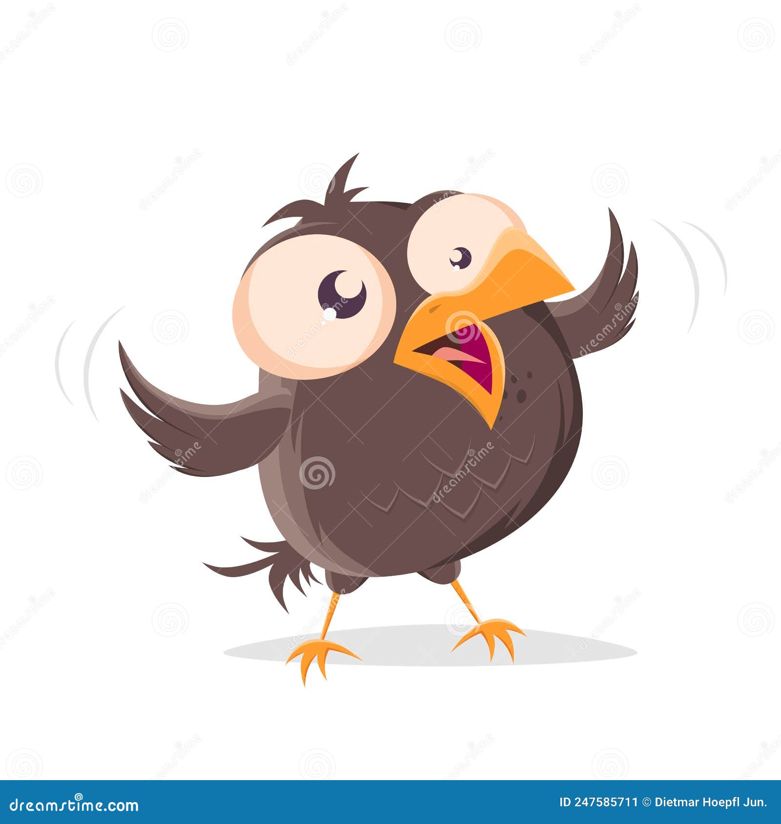 Funny Cartoon Bird is Twittering Very Excited Stock Vector ...
