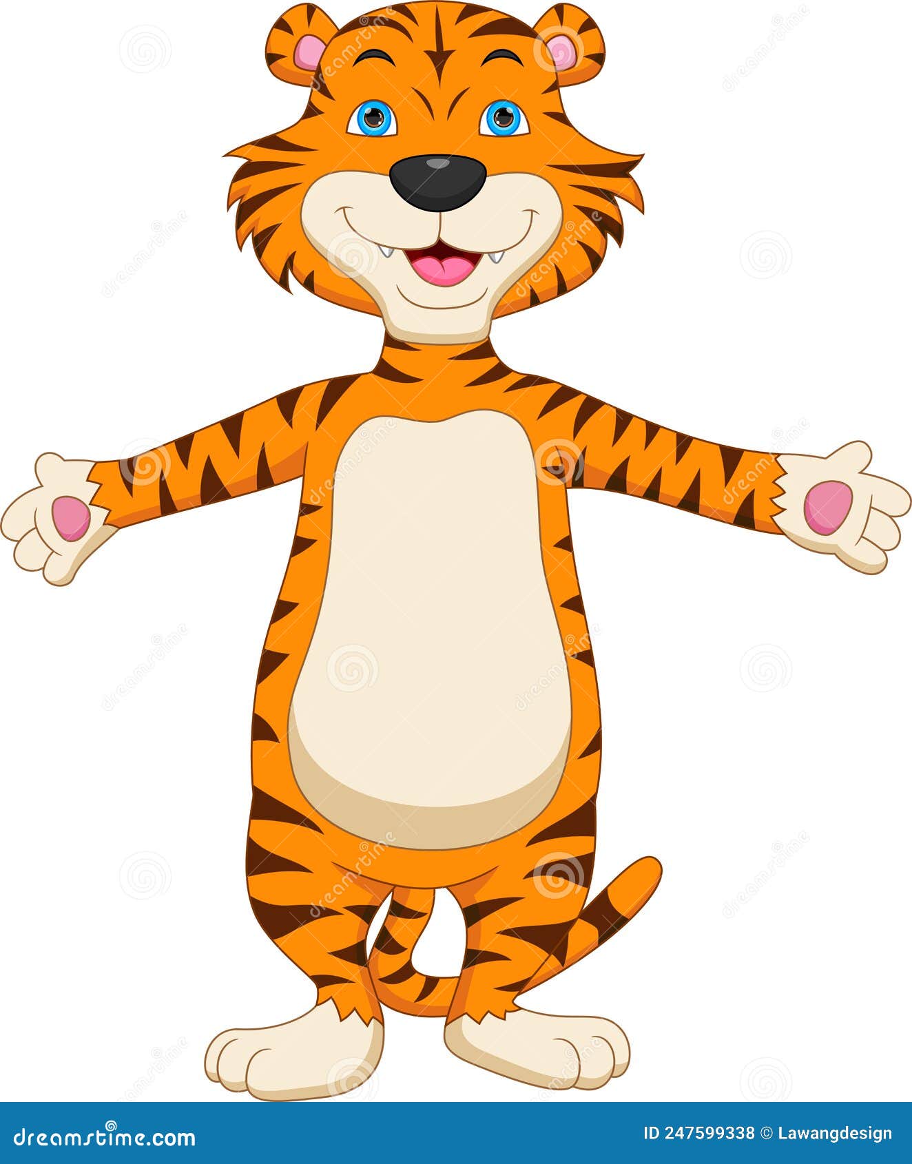 Cute Baby Tiger Waving Cartoon Stock Vector - Illustration of logo ...
