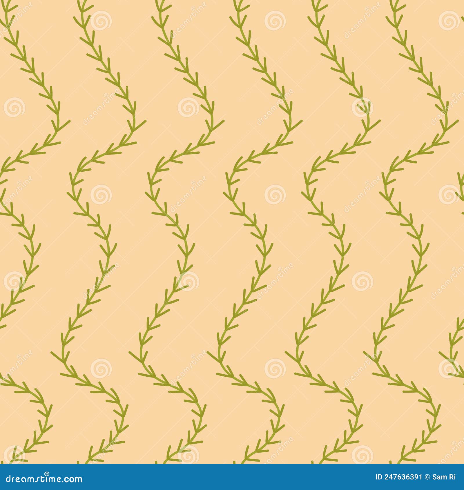 Seamless Ornamental Print with Leaves. Vector Ornate Floral Pattern ...