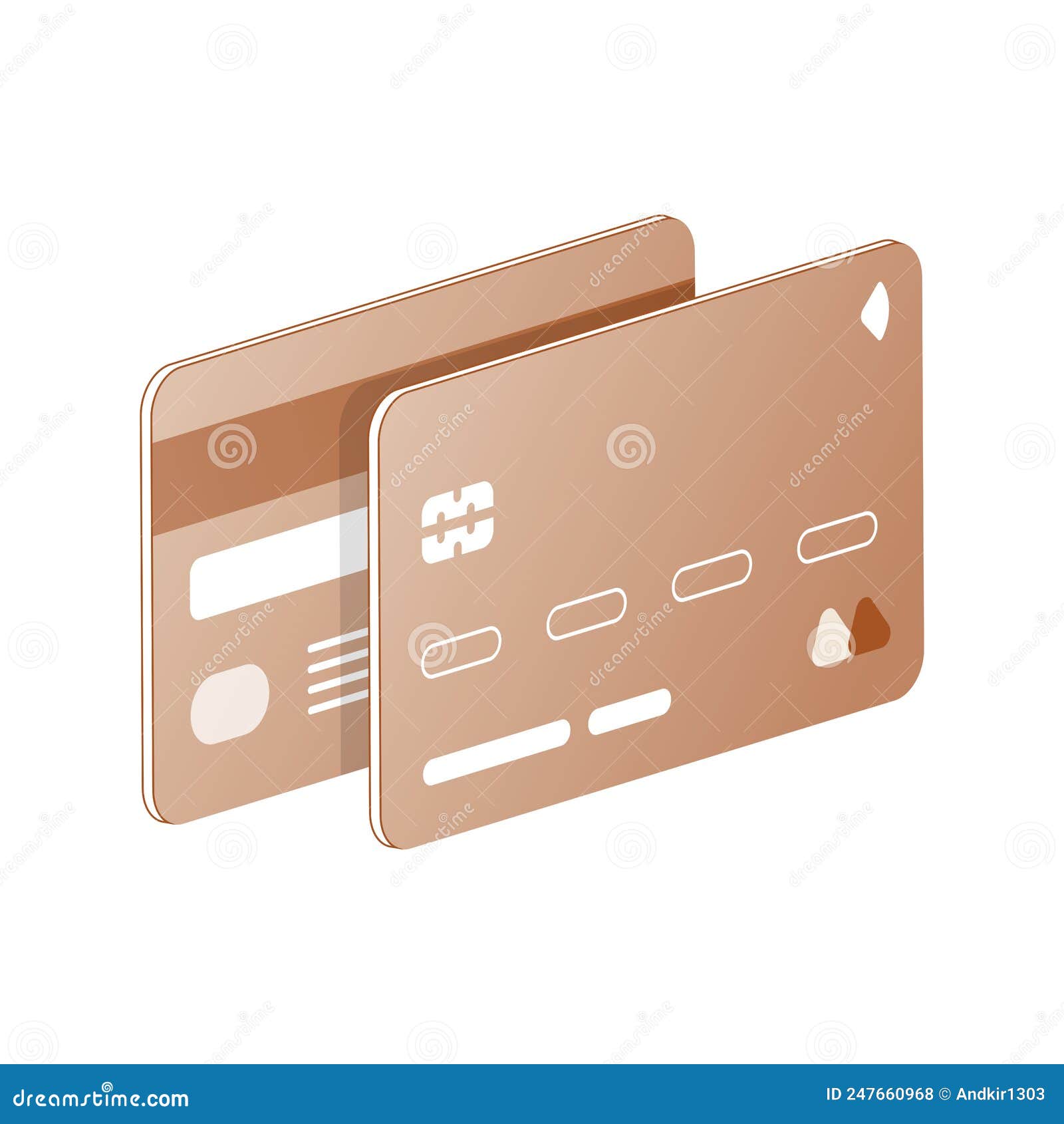 Bank Card Light Brown on Both Sides, Right Side View Isometric Stock ...
