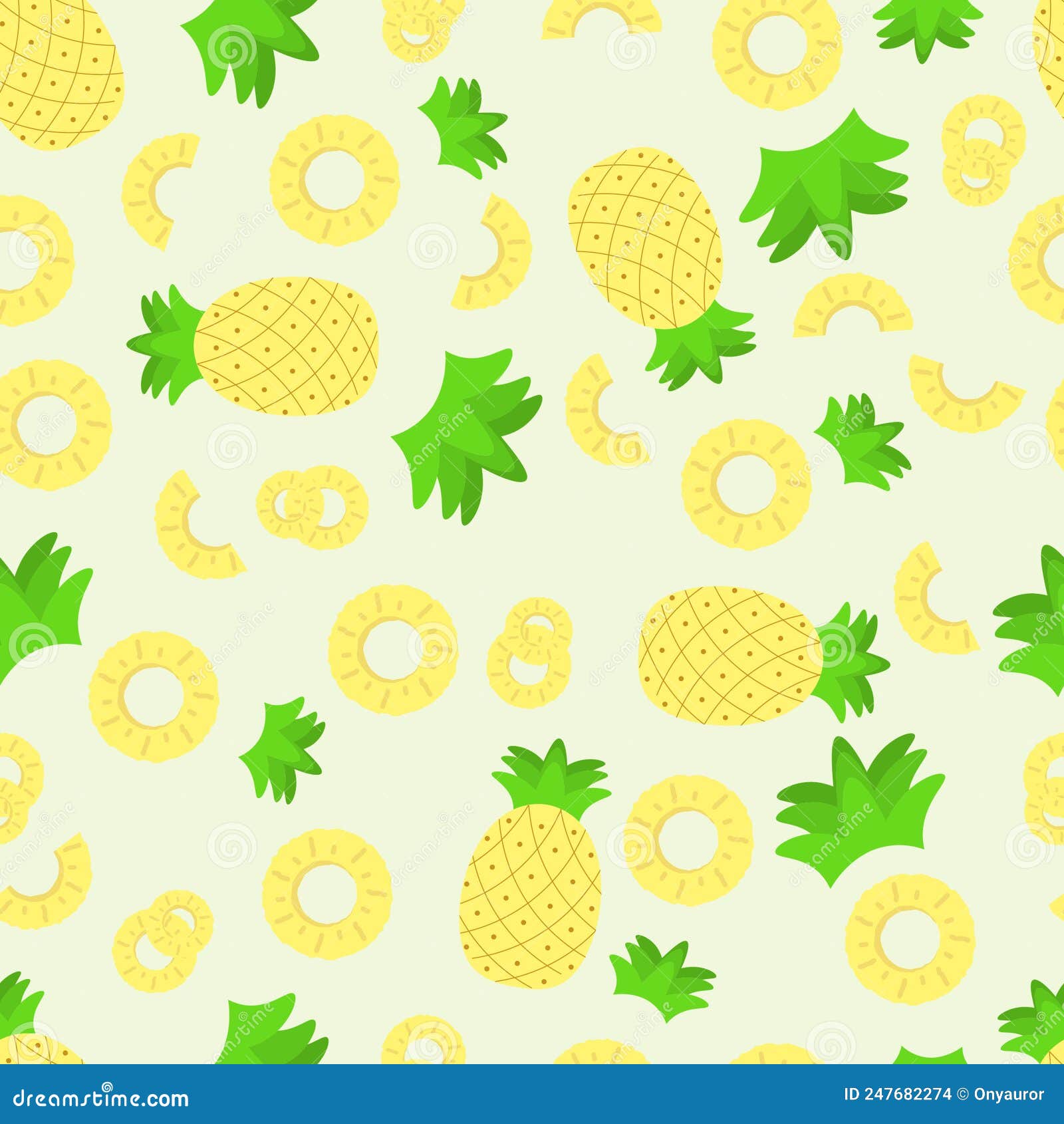 Fresh Tropical Pineapple Seamless Pattern Flat Illustration Stock ...