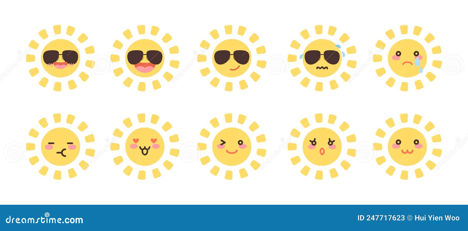 Cute Sun Solar Energy Fun Emoji Cartoon Mascot Illustration Vector ...
