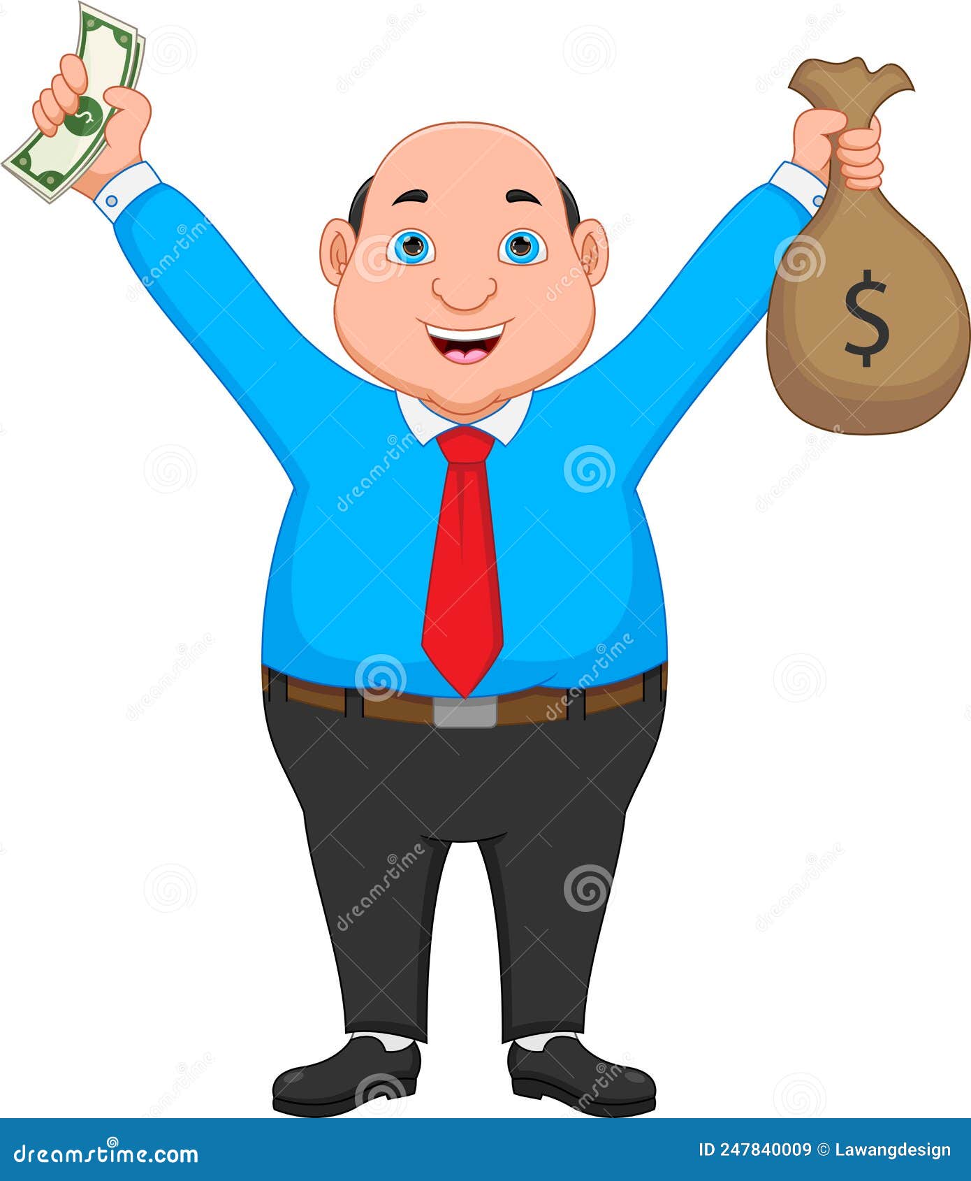 Happy Big Boss with a Lot of Money Cartoon Stock Vector - Illustration ...