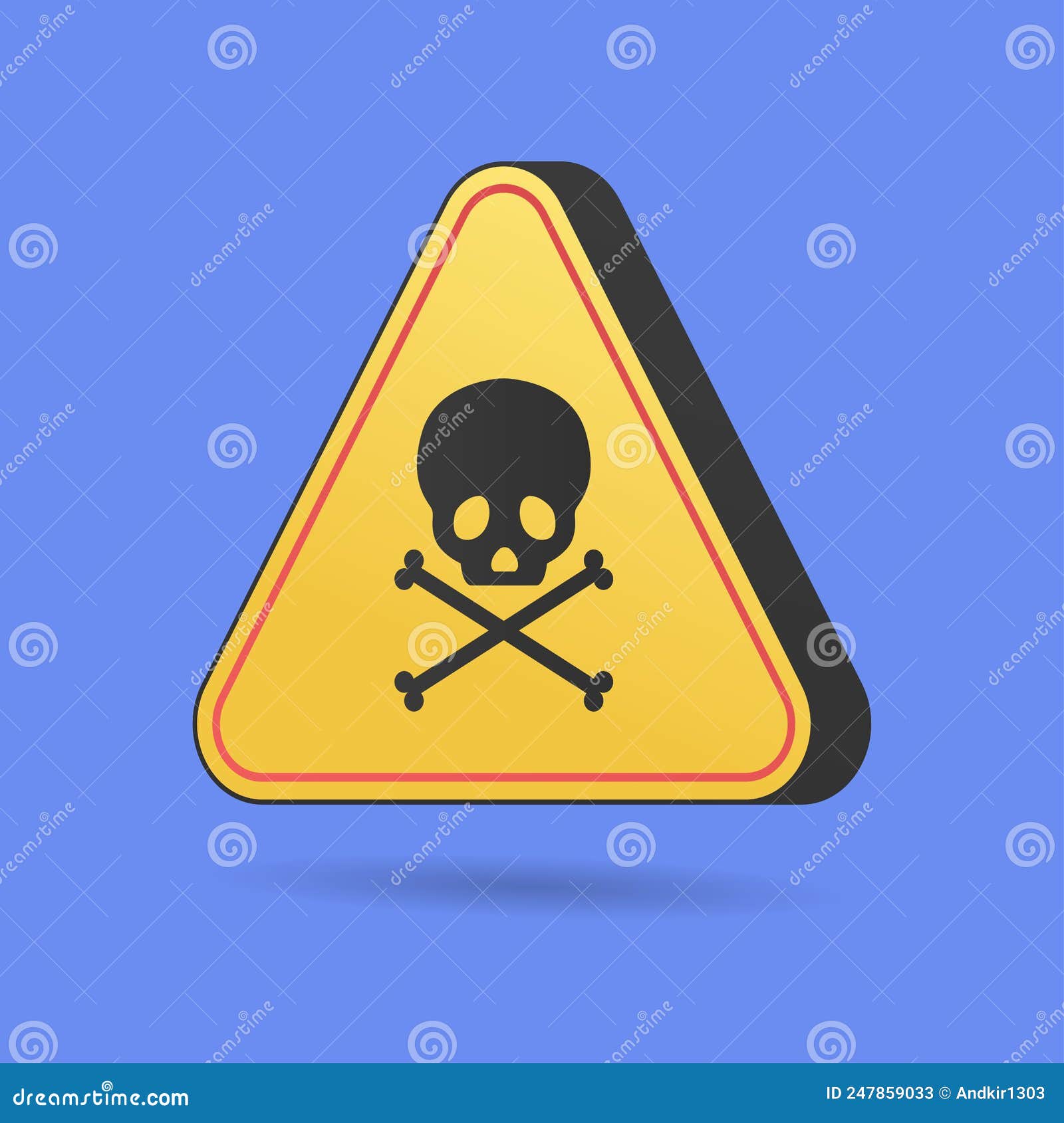 Skull and Bones on Yellow Triangle, Warning Sign, Attention Sign ...