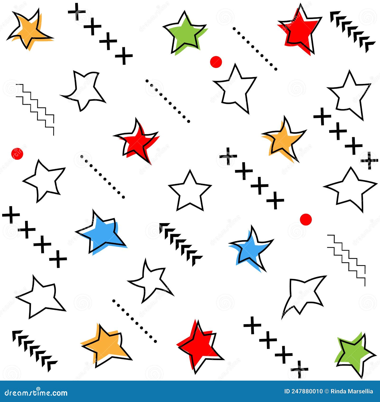 Star Memphis Pattern. Seamless Pattern with Star Stock Vector ...