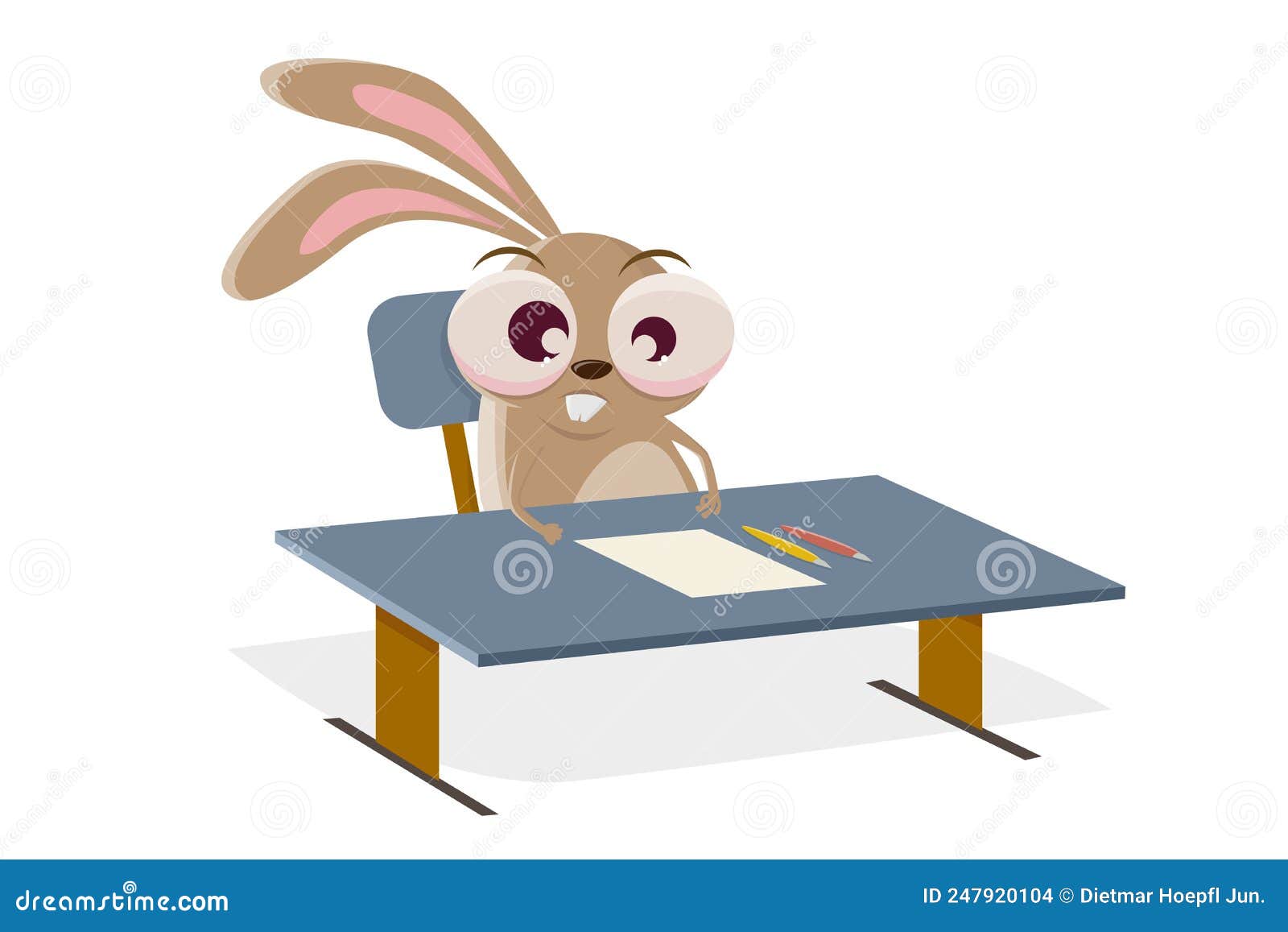 Funny Cartoon Rabbit is Getting School Lessons Stock Vector ...