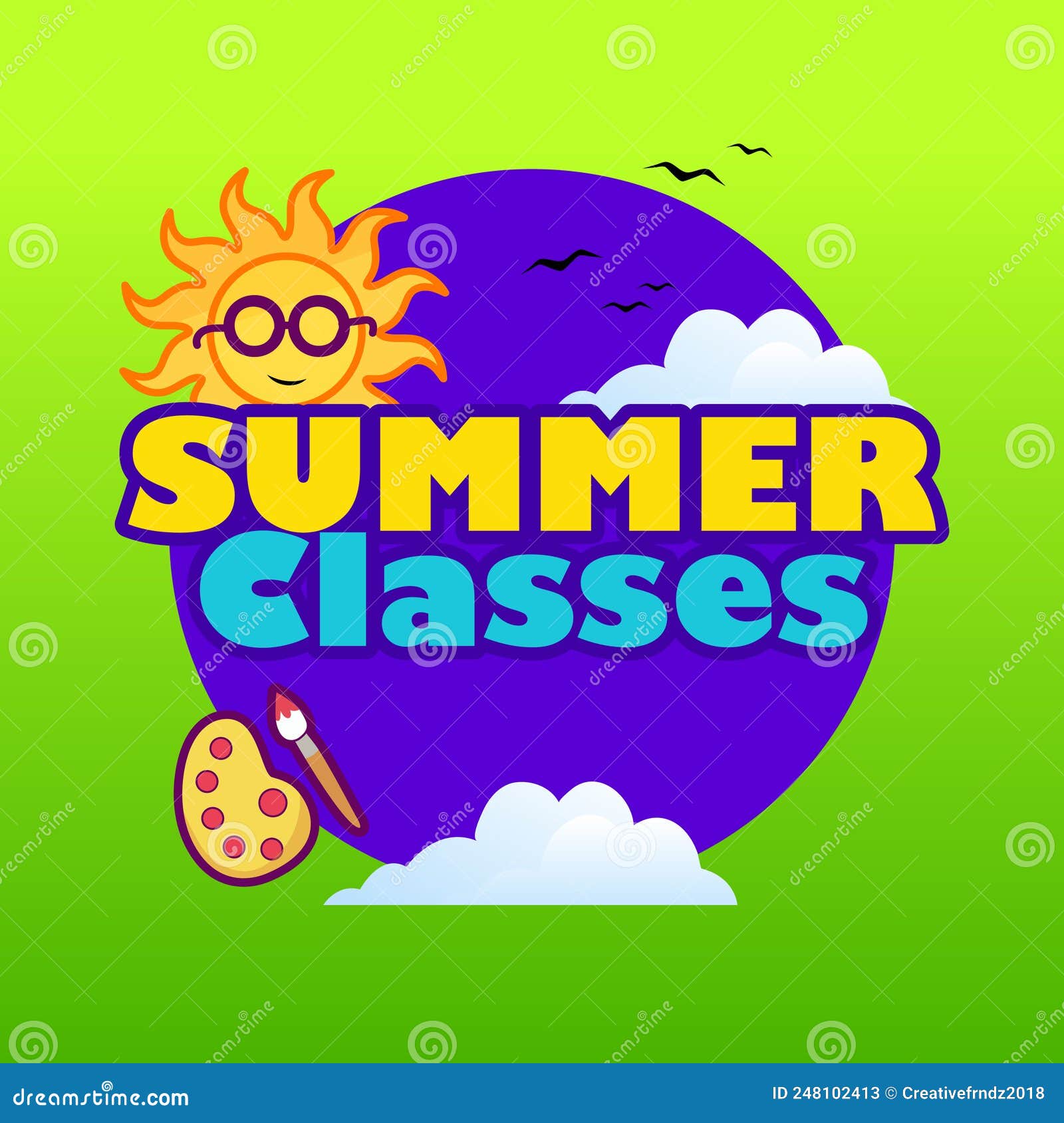 Summer Classes Vector Art, stock vector. Illustration of pencil - 248102413