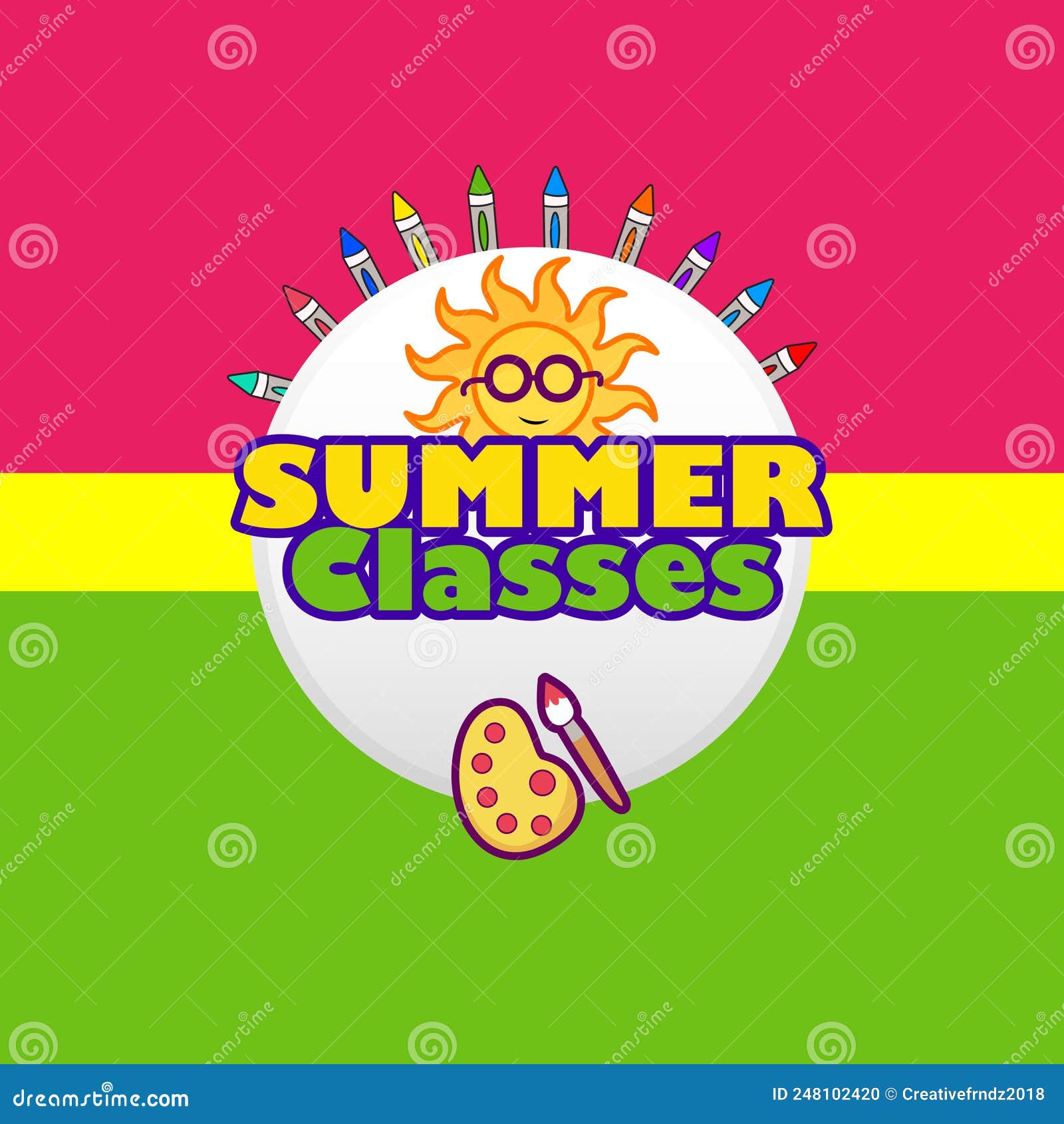 Summer Classes Vector Art, stock vector. Illustration of supplies ...