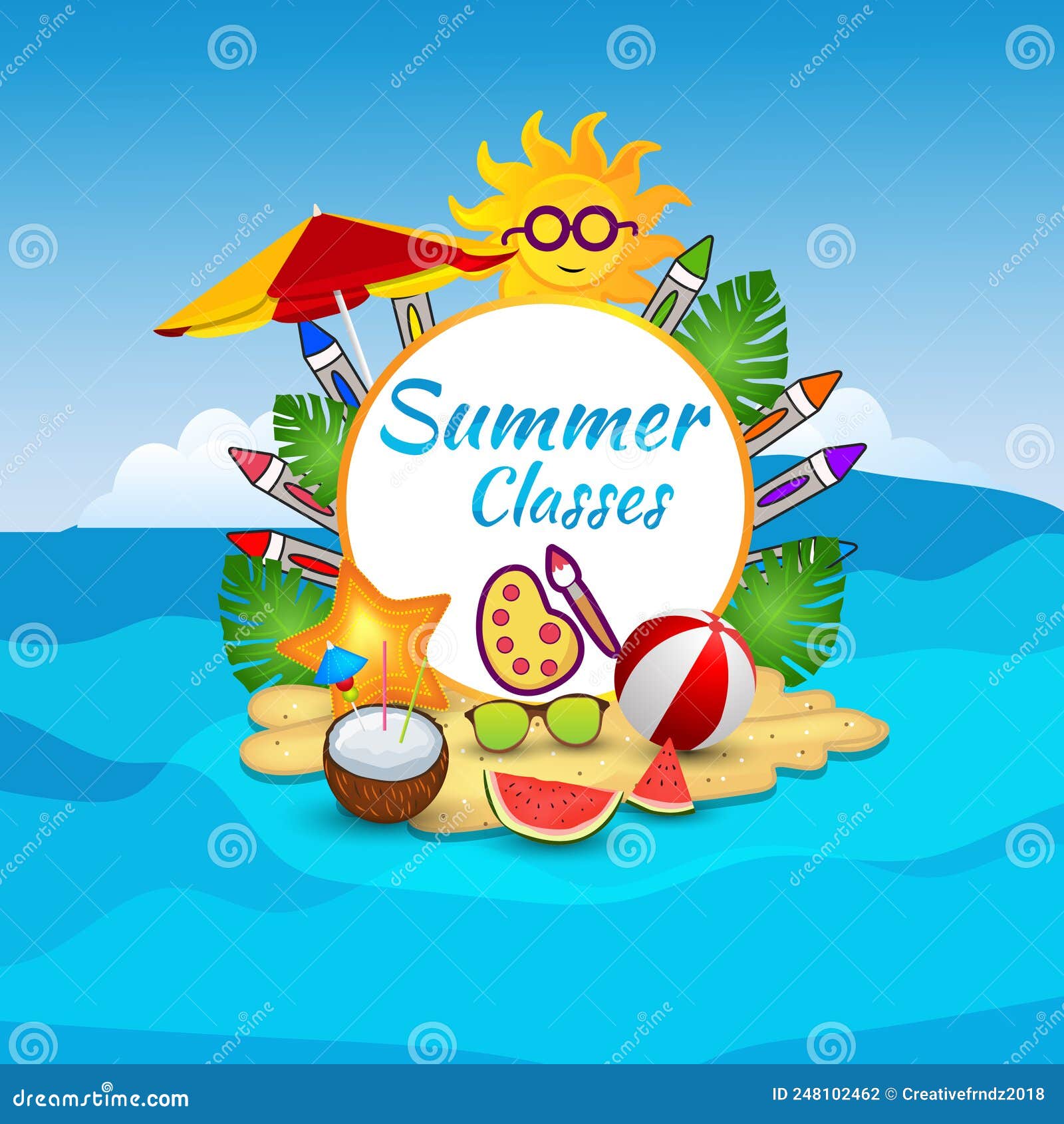 Summer Classes Vector Art, stock vector. Illustration of education ...