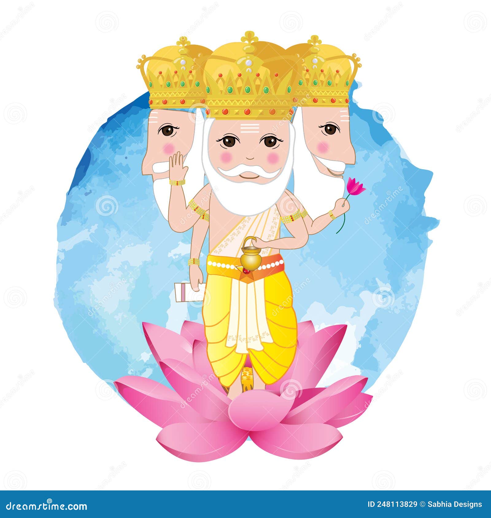 Lord Brahma Ji Illustration Indian Gods Stock Vector - Illustration of ...