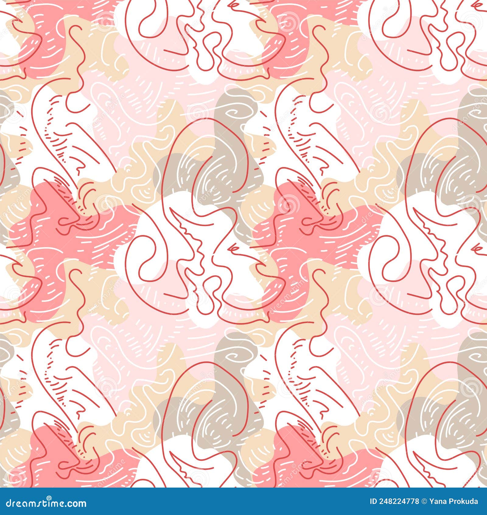 Abstract Unique Decorative Pattern with Hand Drawn Wave Shapes and ...