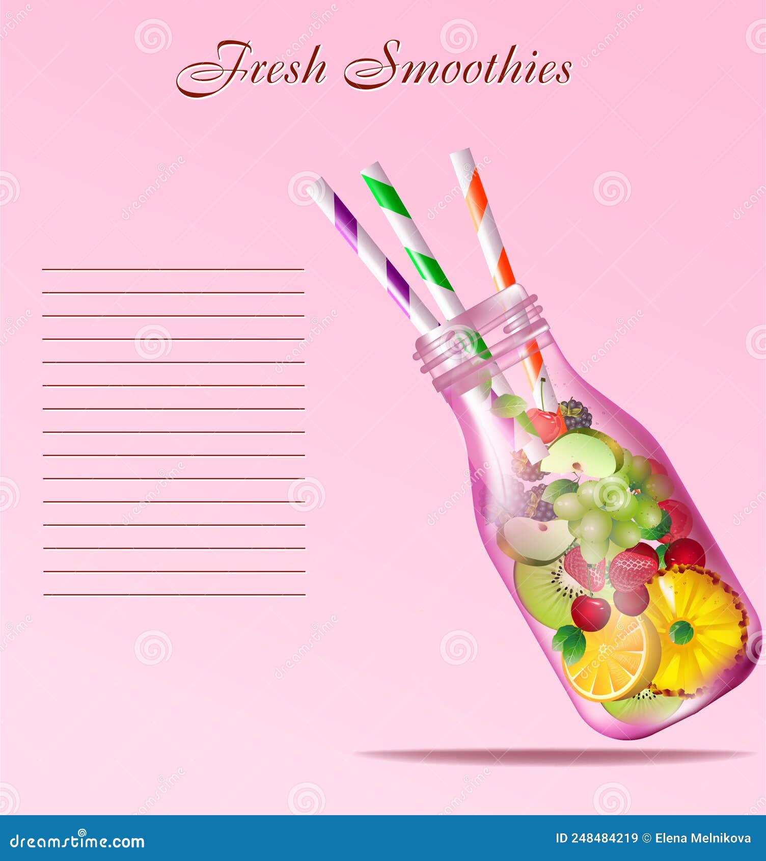 Fresh Juice and Smoothie Menu Design Template. Stock Vector ...