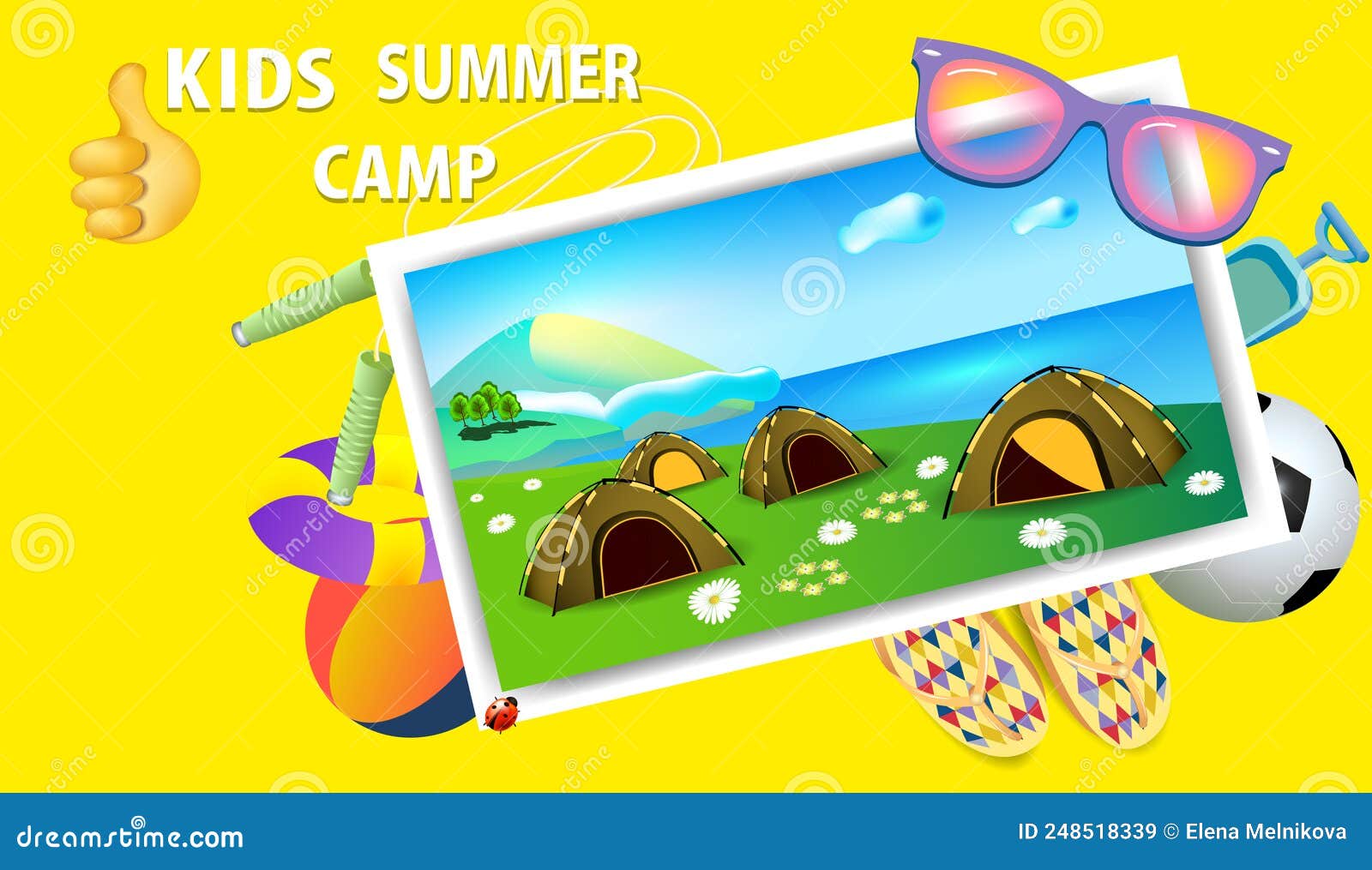Bright Children S Summer Camp Banner Template Stock Vector ...